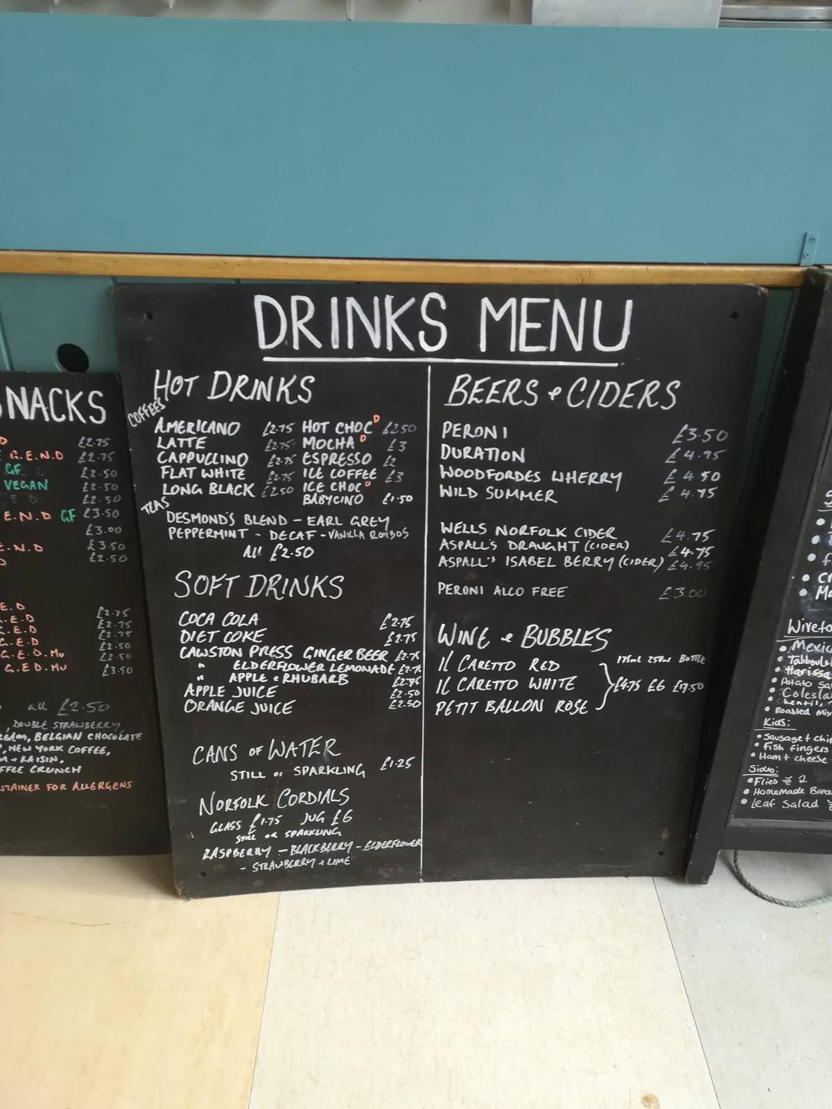 Menu at Wiveton Hall cafe, Holt