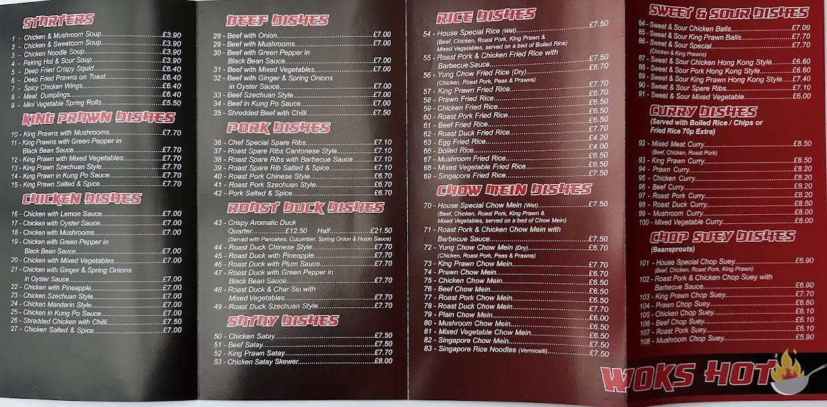 Menu at Woks Hot fast food, Hedge End