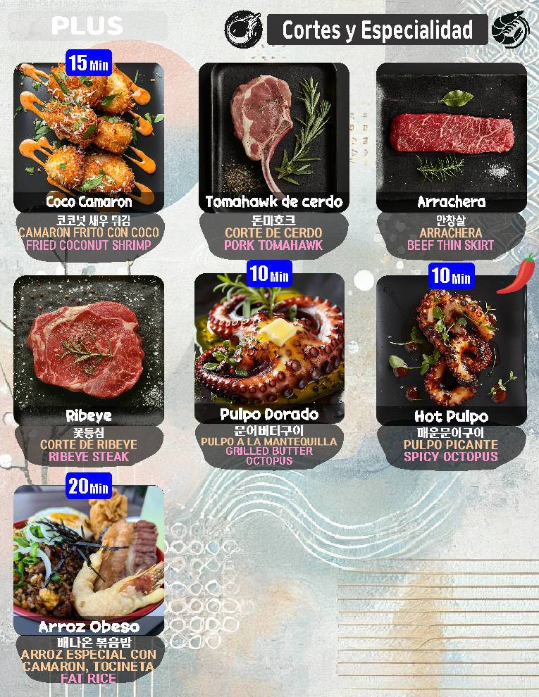 Carta de Won Korean BBQ & Grill, Monterrey, plaza kune