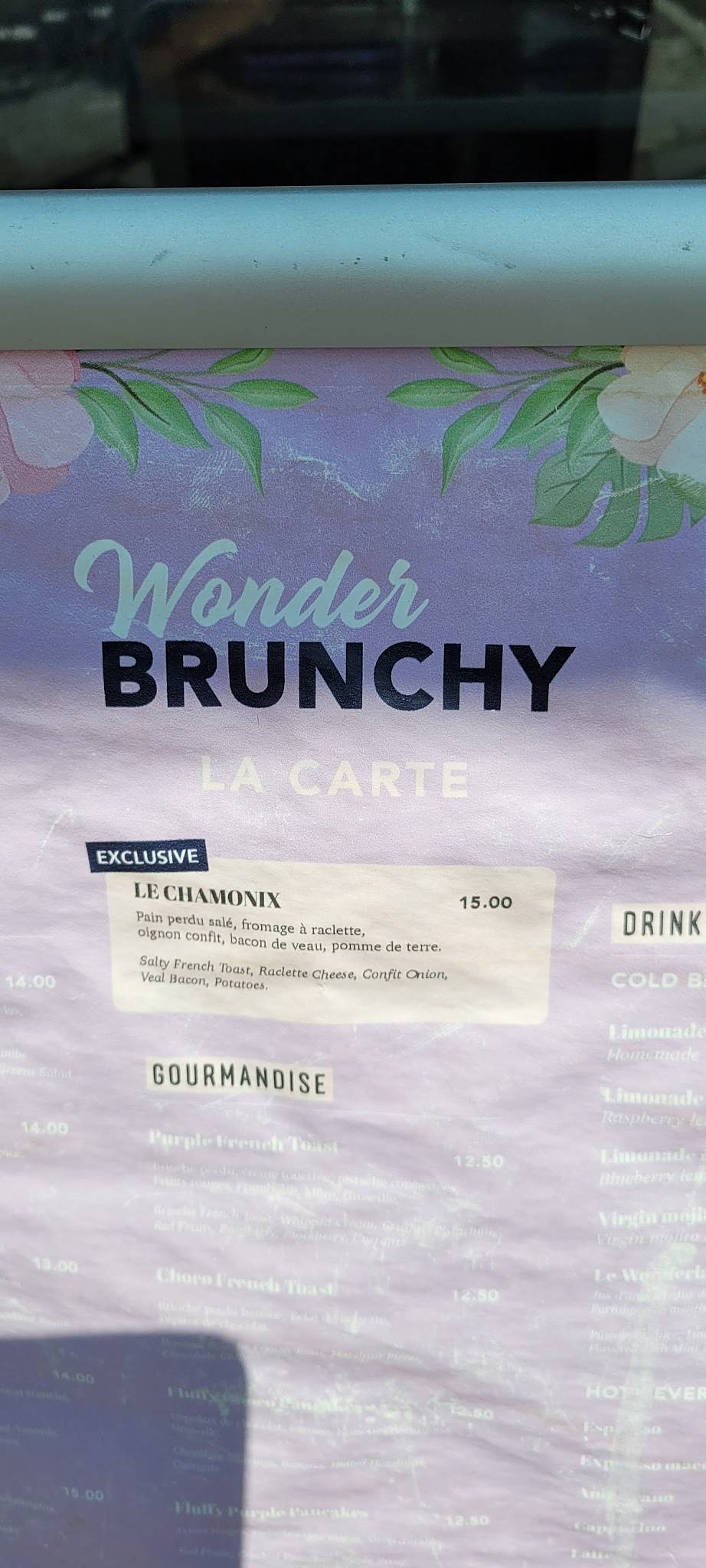 Menu at Wonderland brunchy Notre Dame/ Restaurant Brunch, Paris