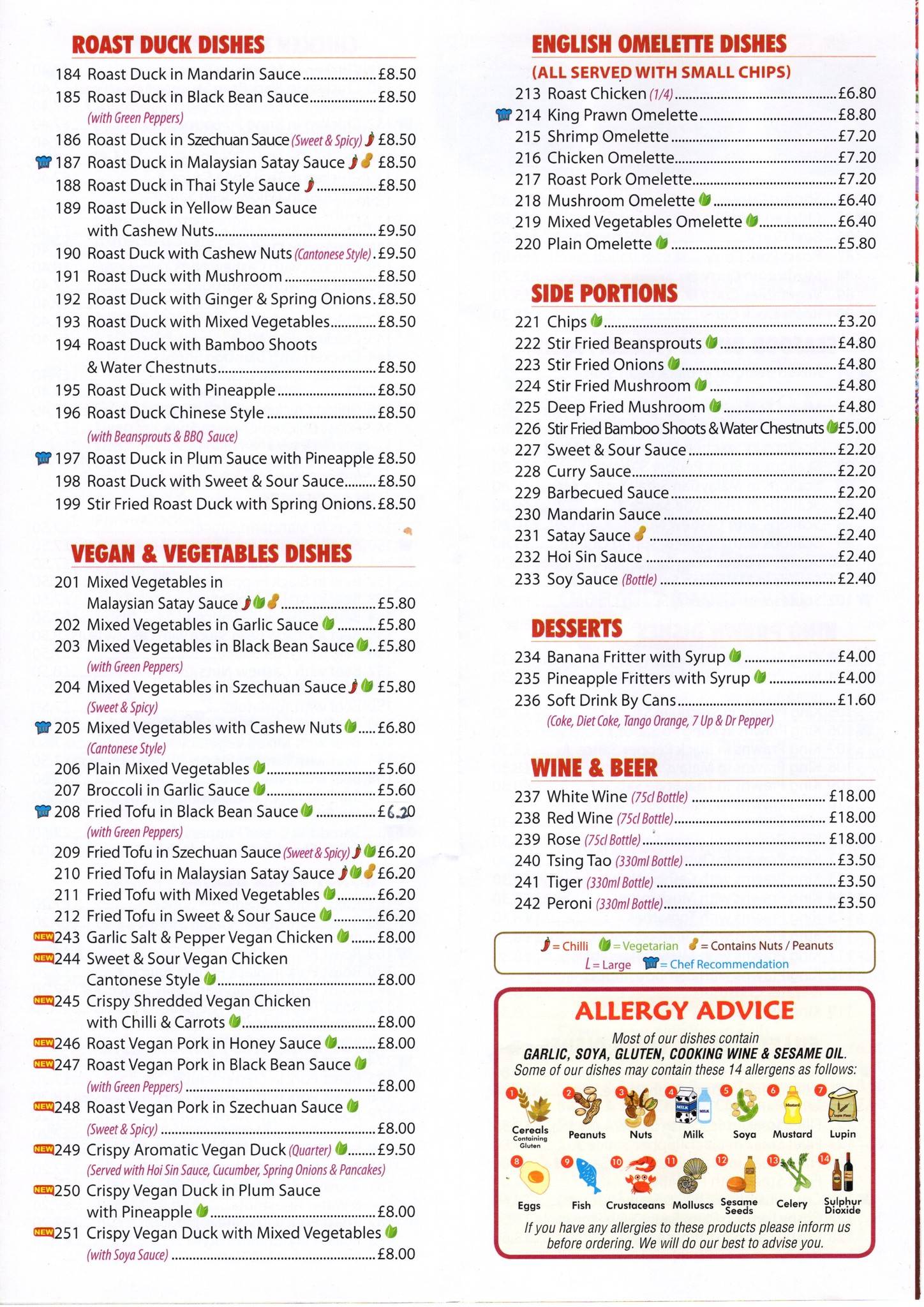 Menu at Wongs Cherry Tree fast food, Glemsford