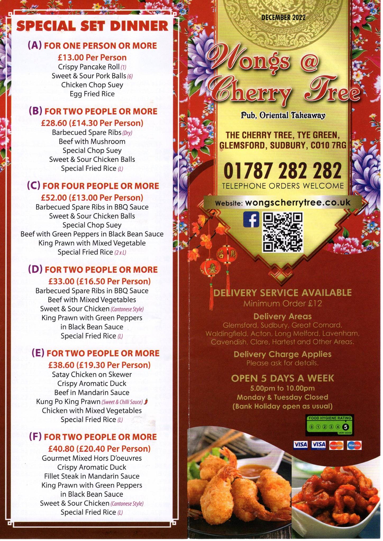 Menu at Wongs Cherry Tree fast food, Glemsford