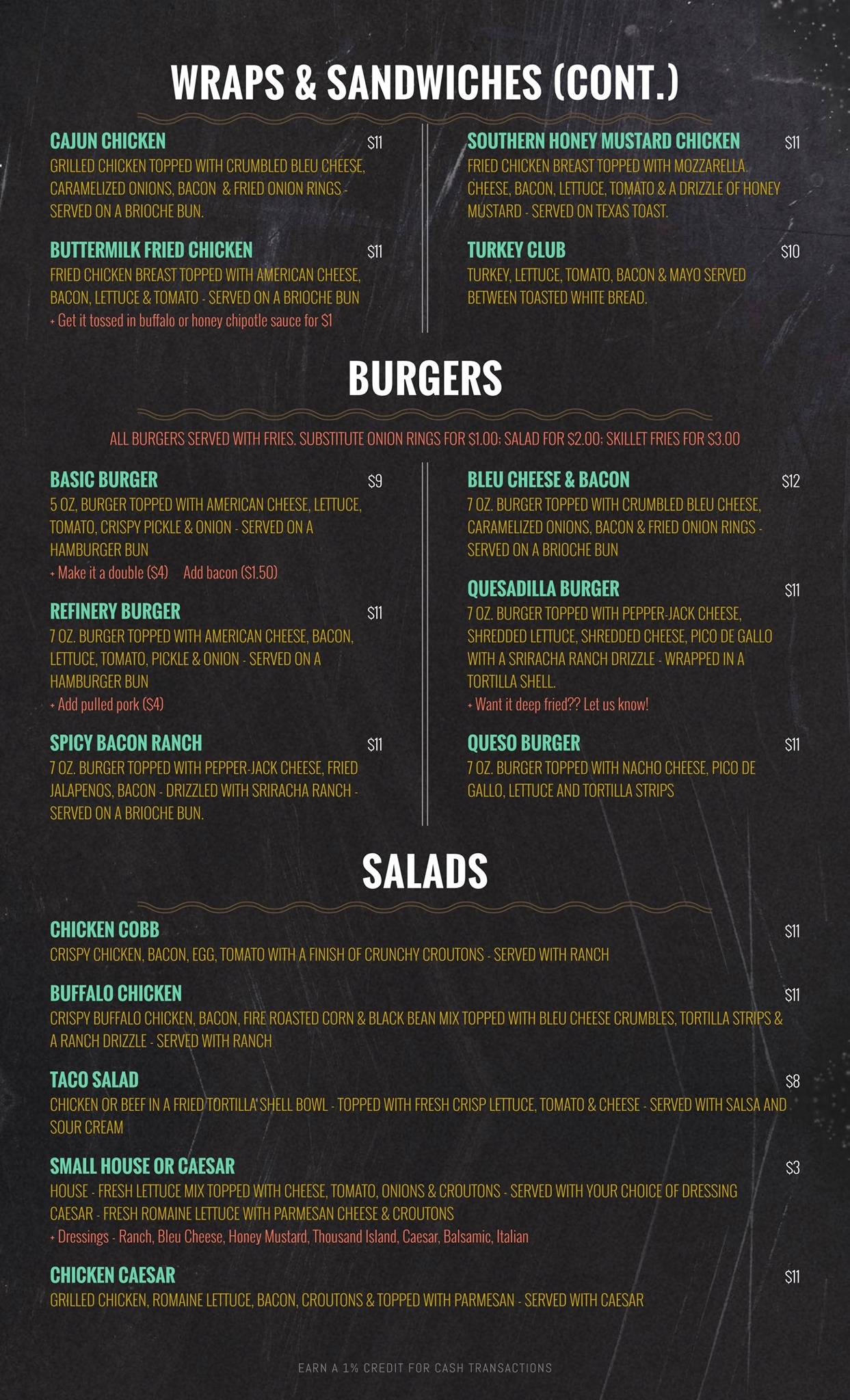 Menu at Refinery Bar & Grill, Wood River