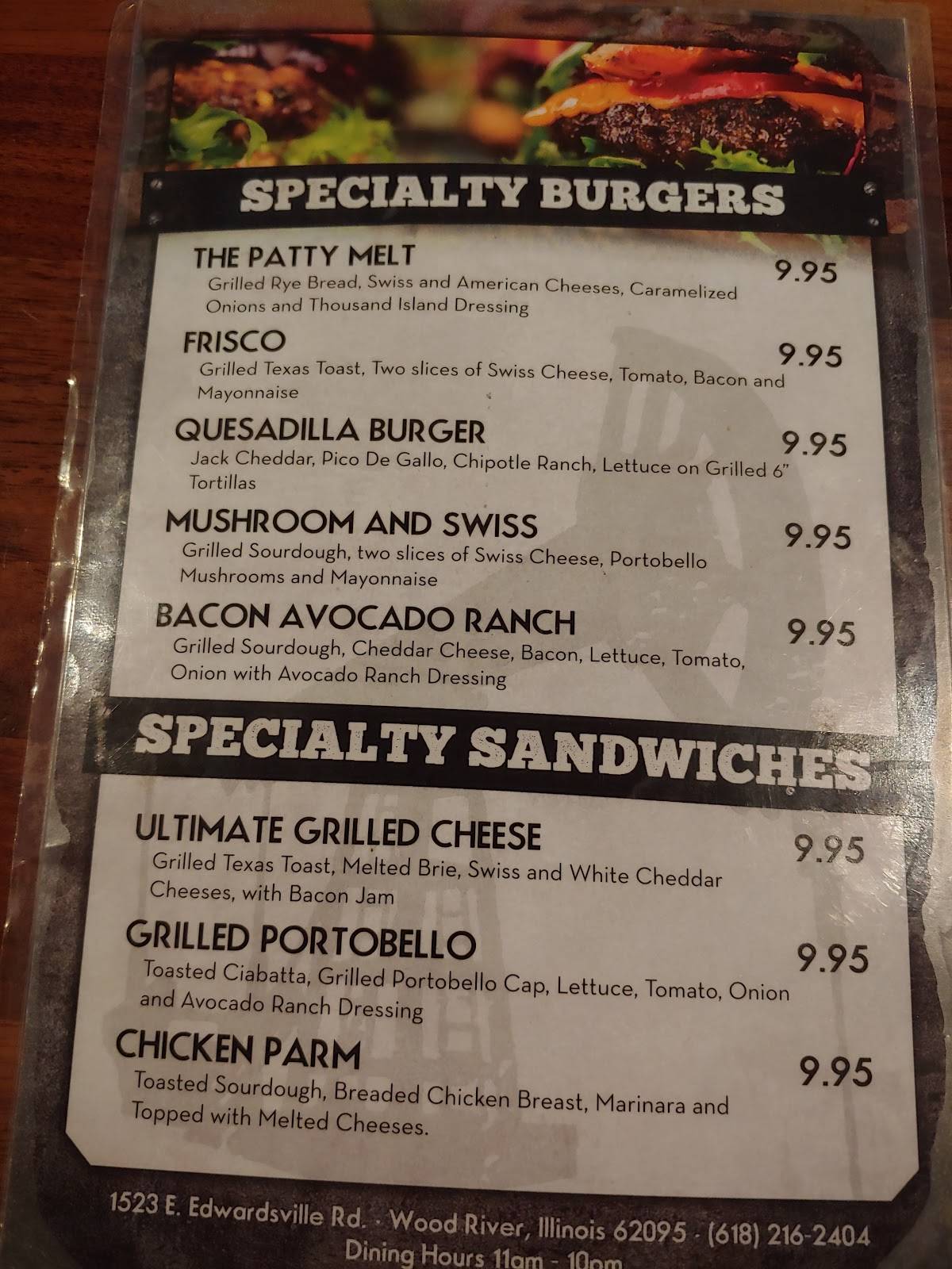 Menu at The Pump House Bar & Grill, Wood River
