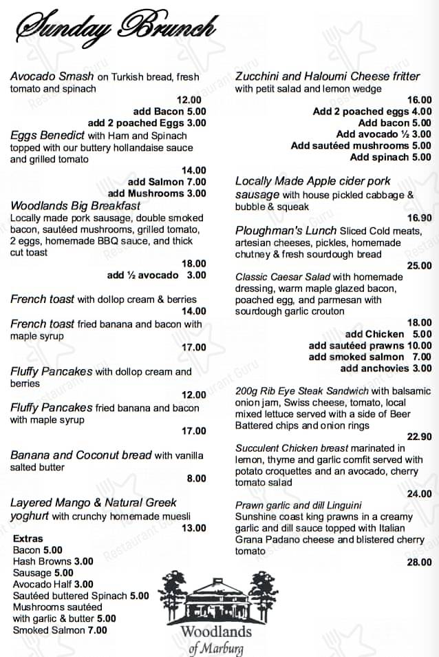 Menu at The Sugarmill restaurant, Marburg