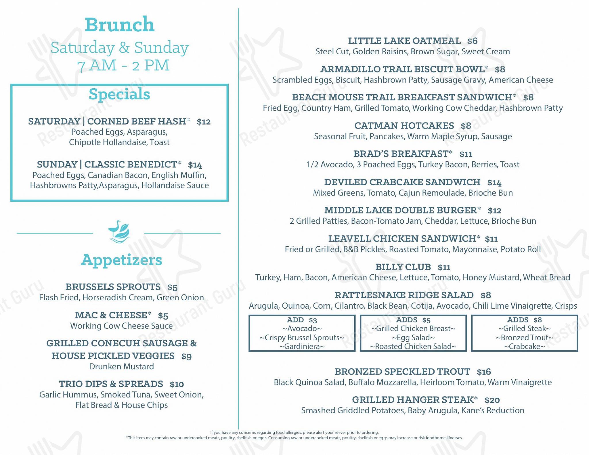 Menu at Woodside Restaurant, Gulf Shores, State Park Rd