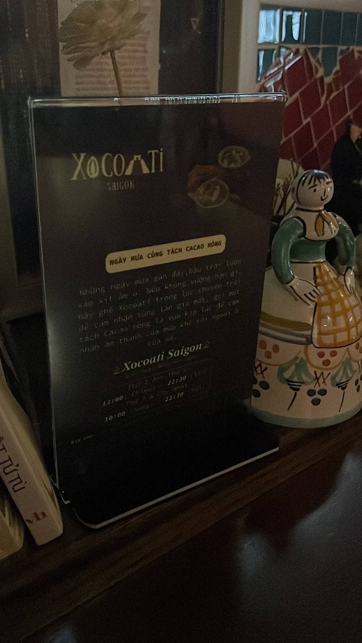 Menu at XOCOATI - Cocoa Drinks cafe, Ho Chi Minh City