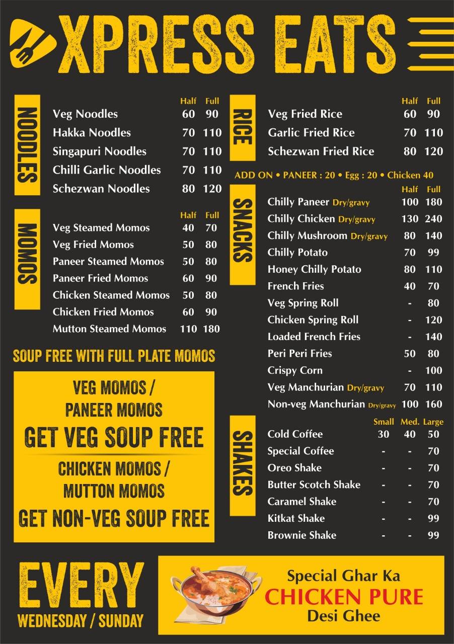 Menu at Xpress Eats, Gurugram