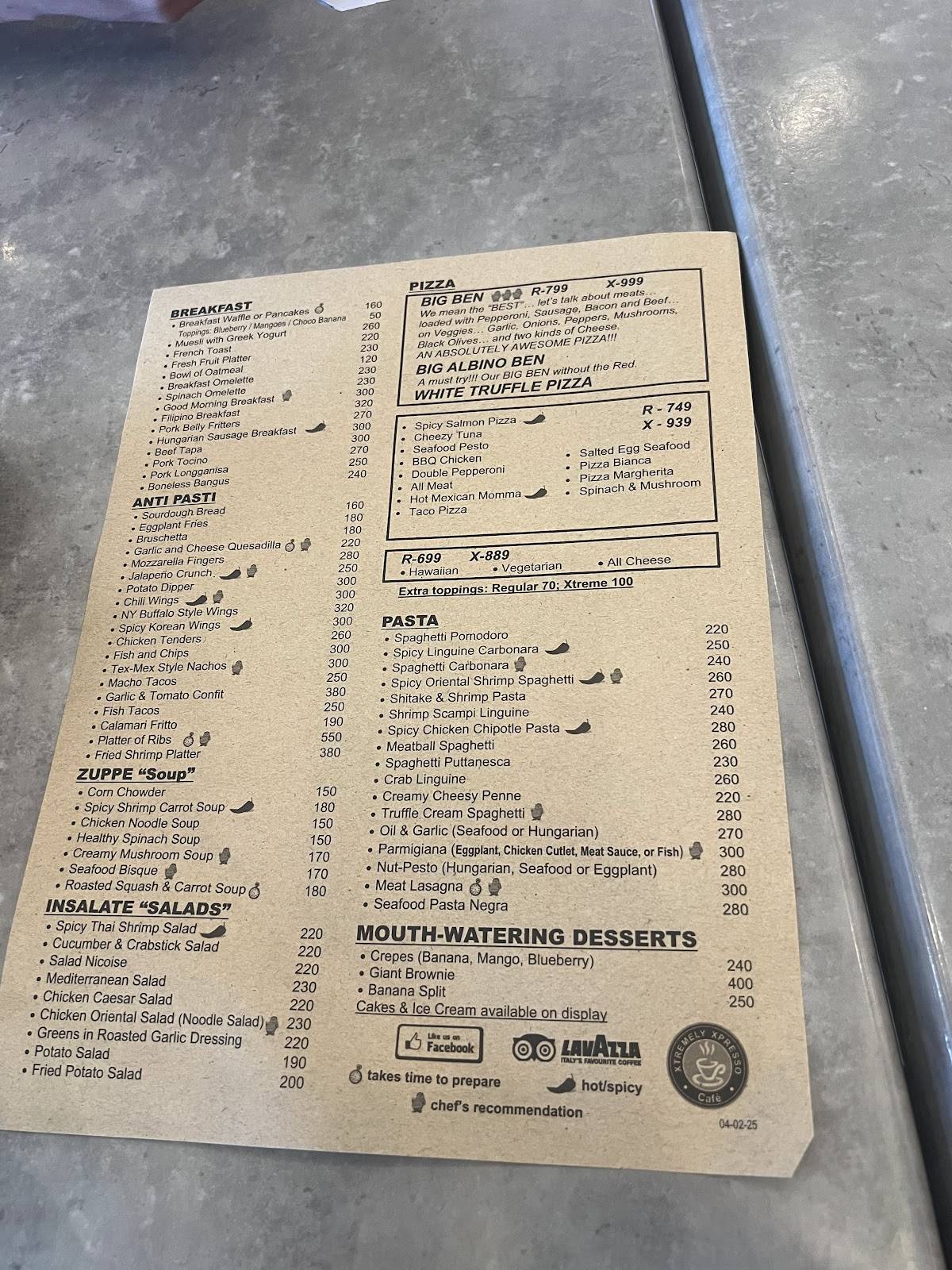 Menu at Xtremely Xpresso Café - SM City Olongapo Central restaurant ...