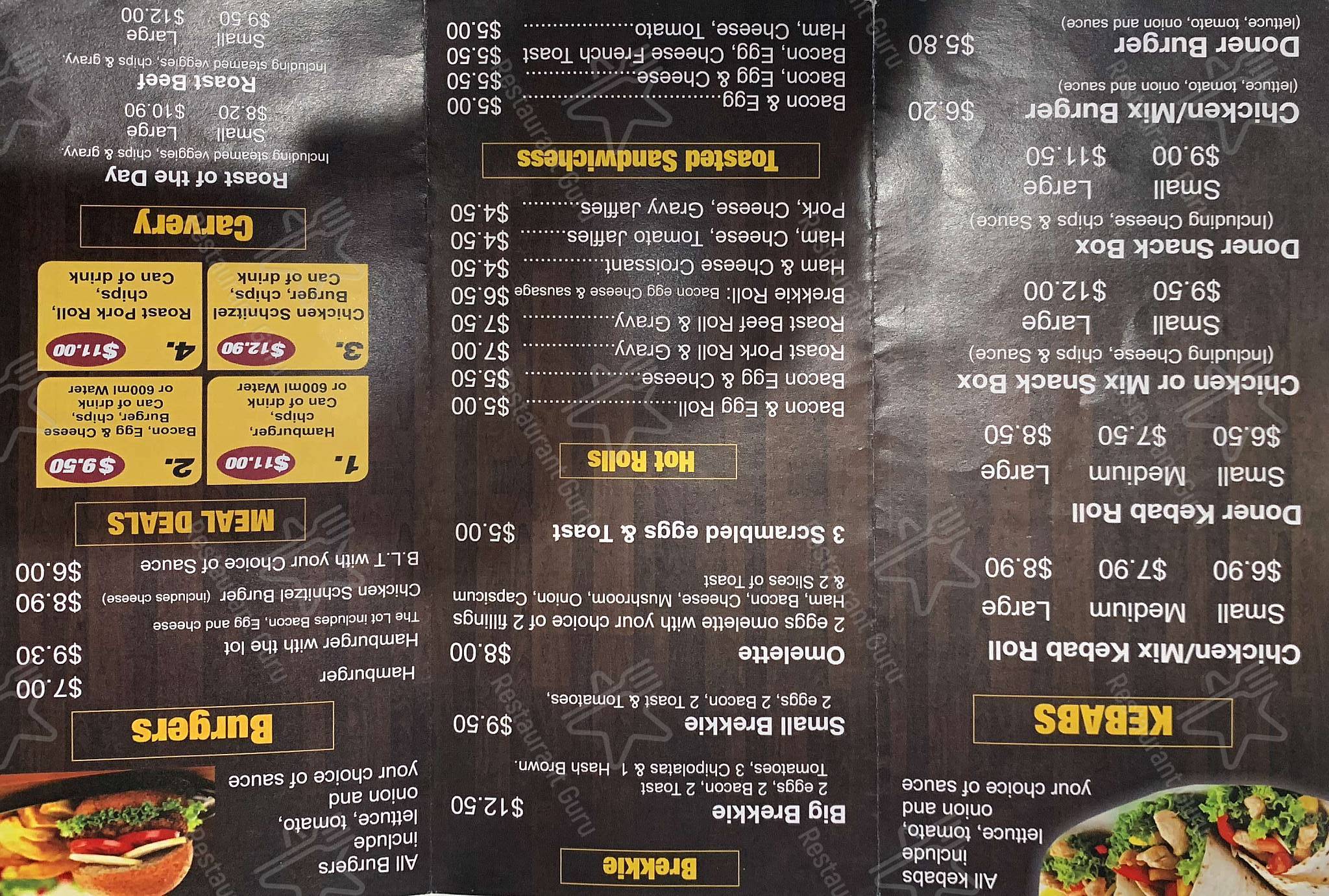 Menu at Yatala Carvery restaurant, Gold Coast