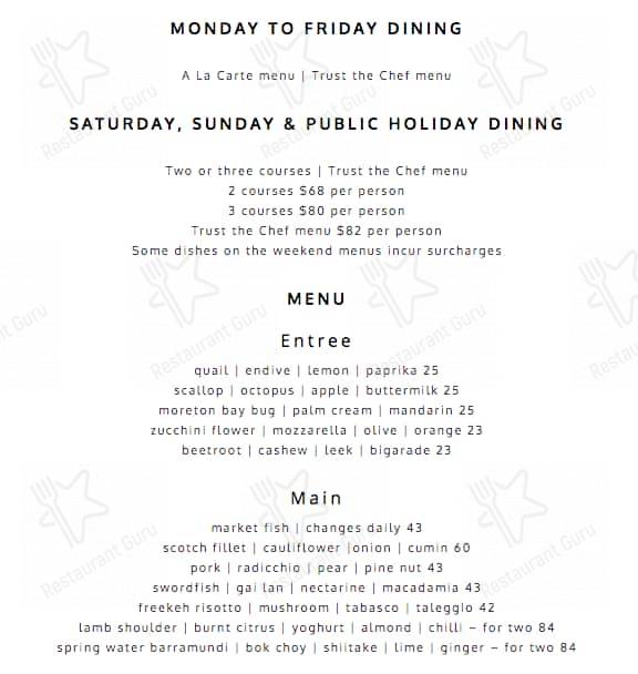 Menu at Yering Station Winery pub & bar, Yering