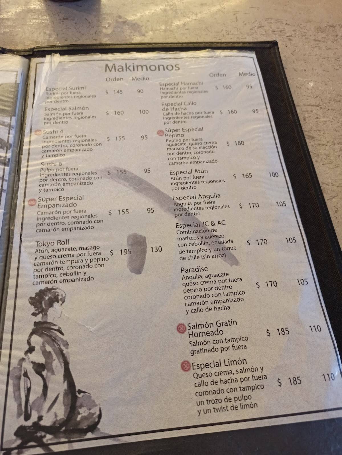 Carta del restaurante Yotsuba Sushi Norte, Aguascalientes, Plaza Privilege