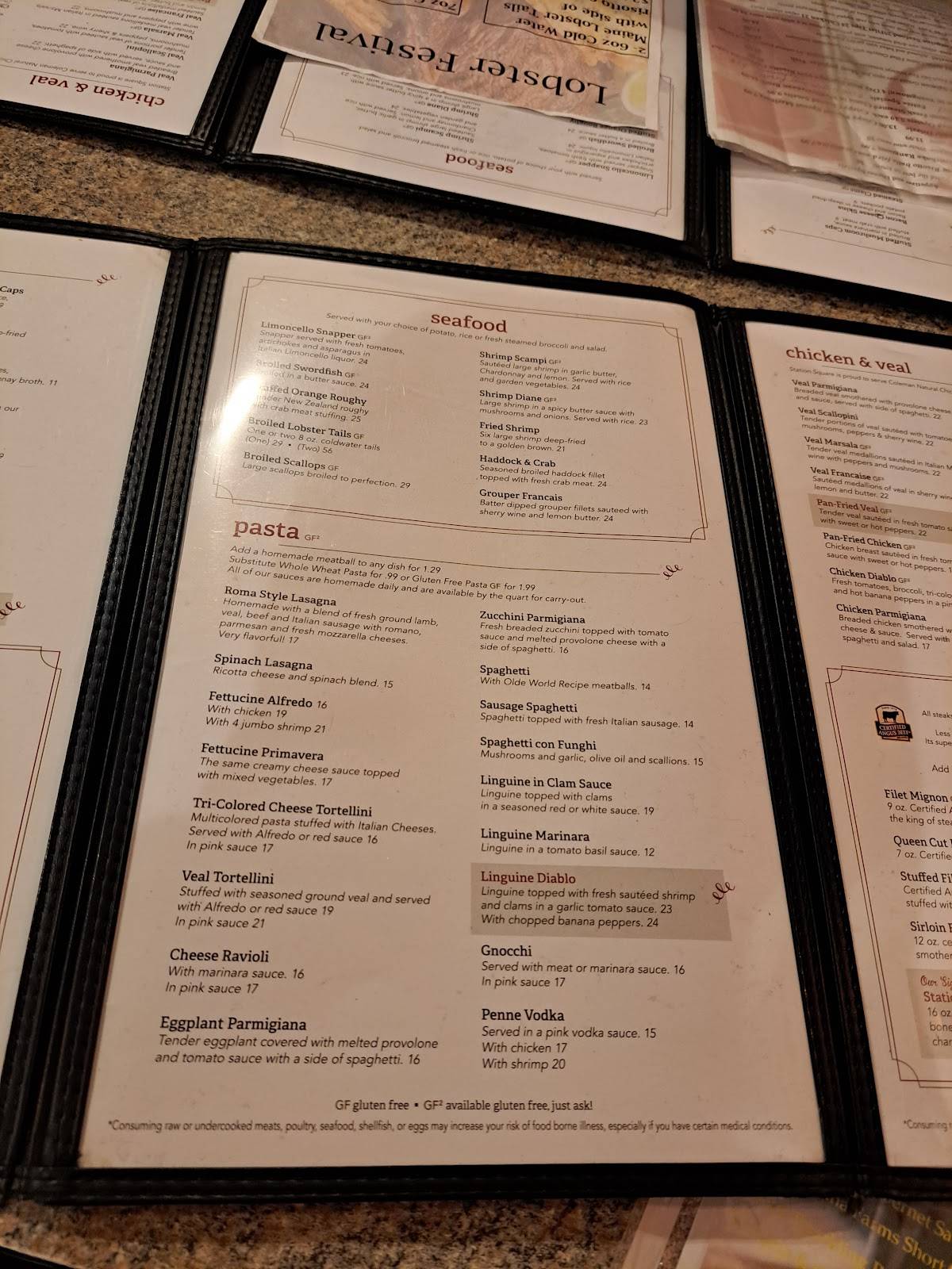 Menu at Station Square restaurant, Youngstown, Belmont Ave