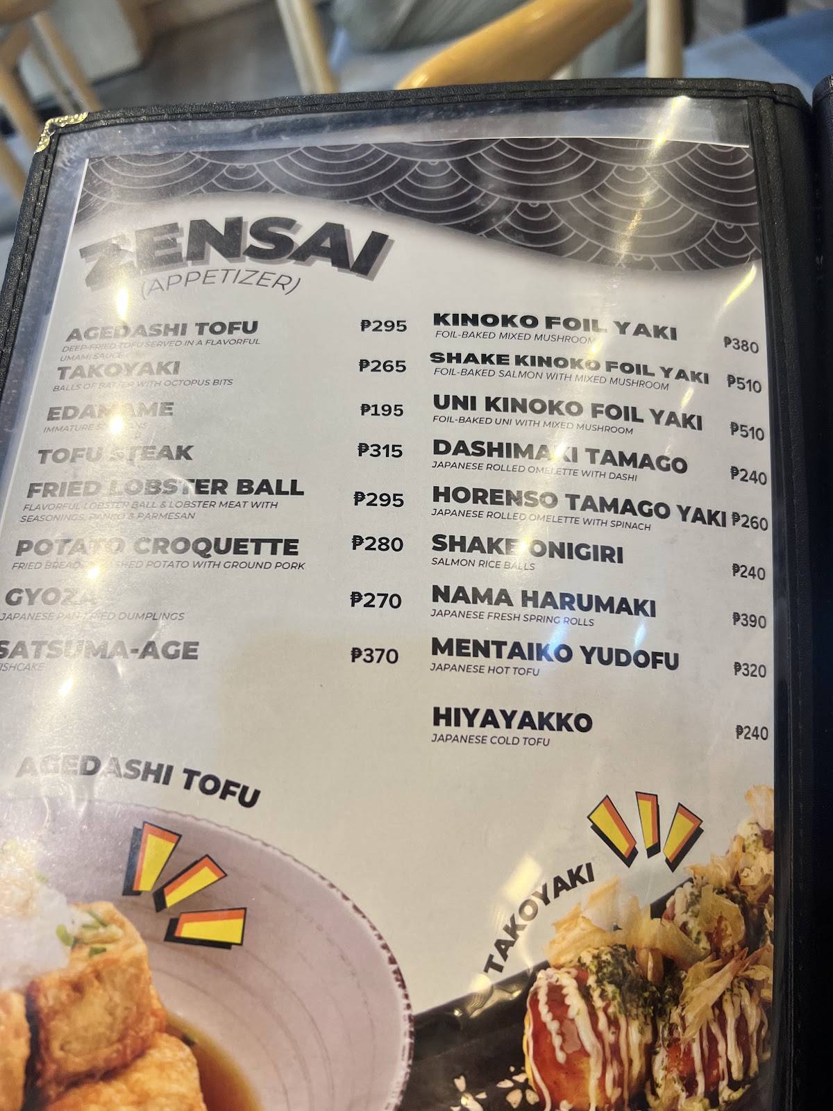 Menu at Yume No Aji restaurant, Quezon City
