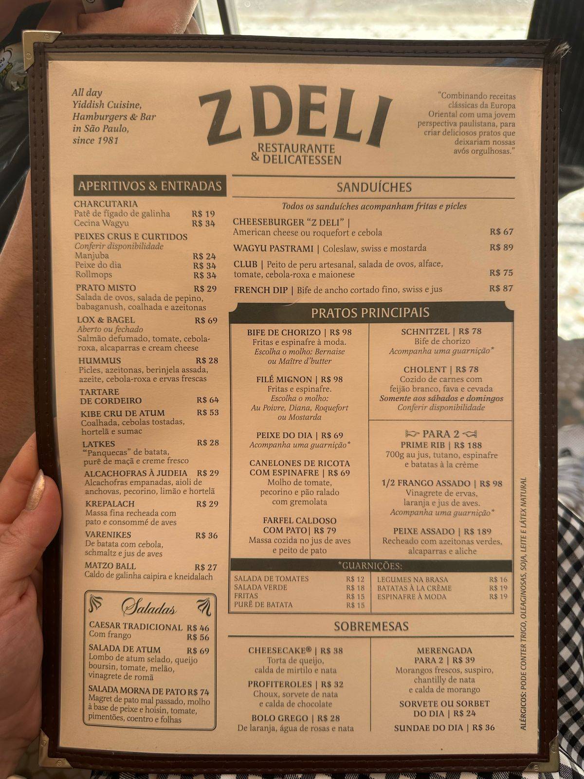 Menu em Z Deli Restaurante & Delicatessen, São Paulo, Alameda Lorena