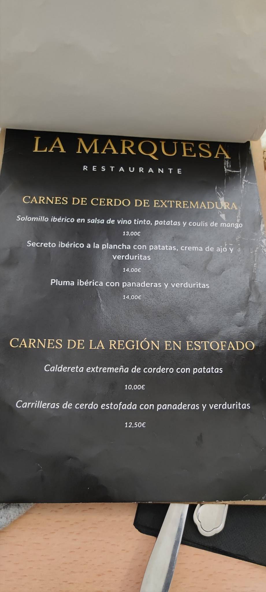 Carta de RESTAURANTE CAFE BAR LA MARQUESA, Zafra