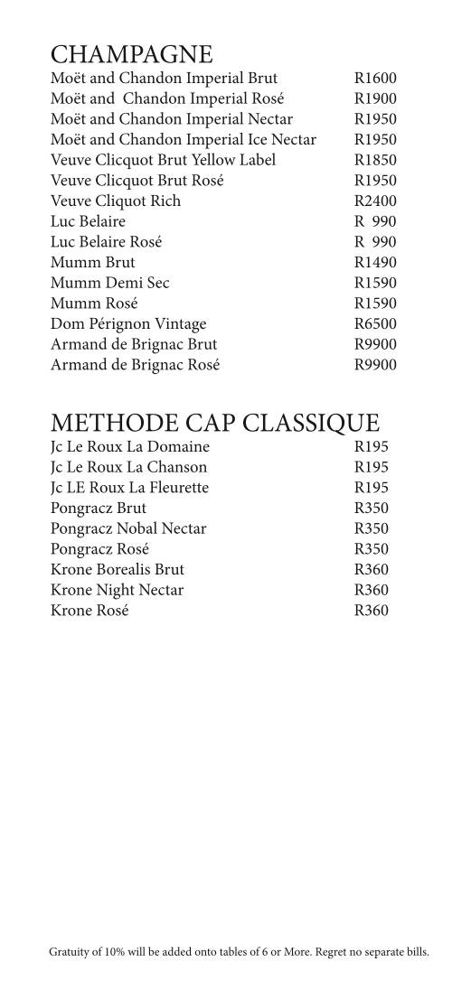 Menu at Zaza Beach Club, East London