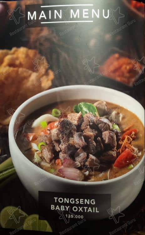 Menu at Zen club, Jakarta, Menara Thamrin Tower