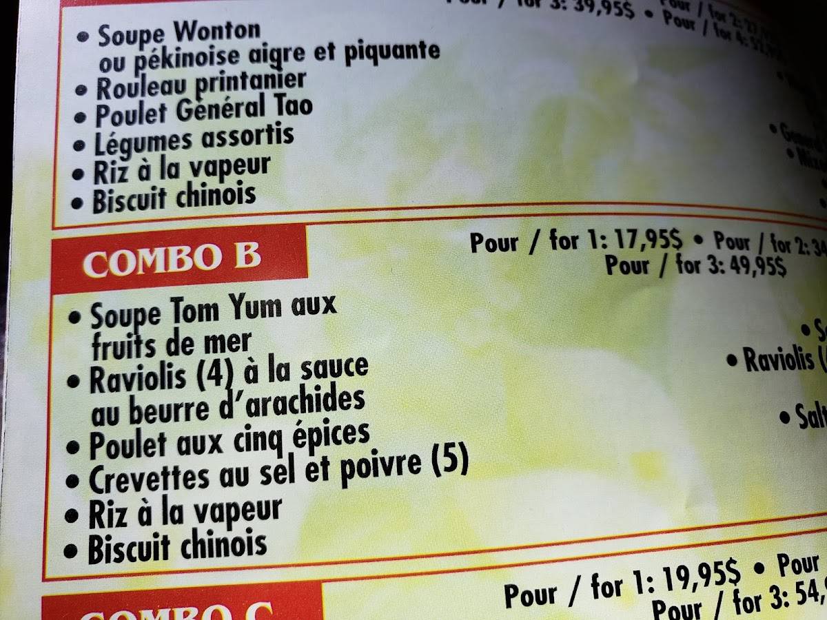 Menu at Zen Noodles restaurant, Châteauguay, 247 C Boulevard d'Anjou