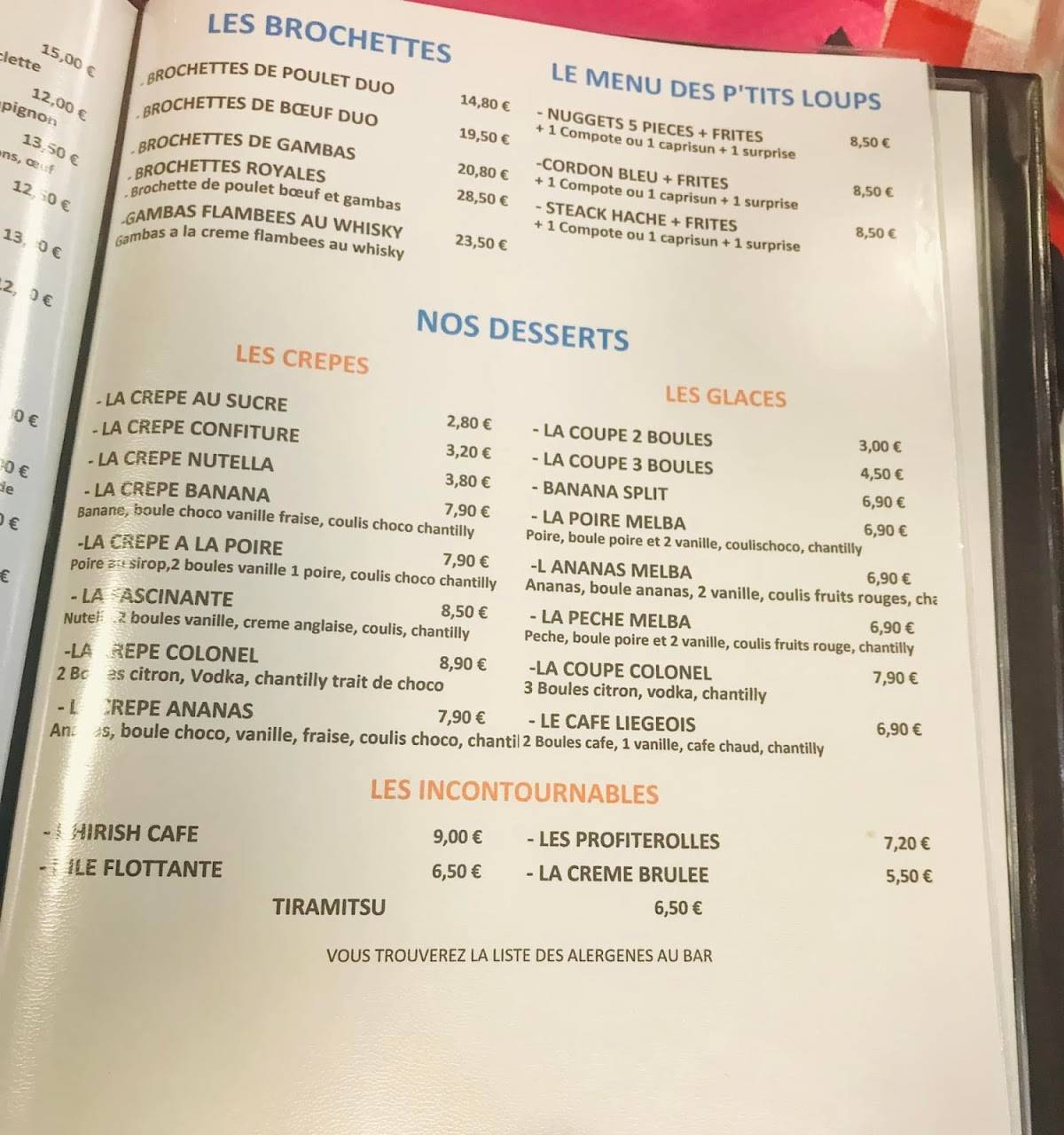 Menu au chez nelly restaurant borderes, Bordères-sur-l'Échez
