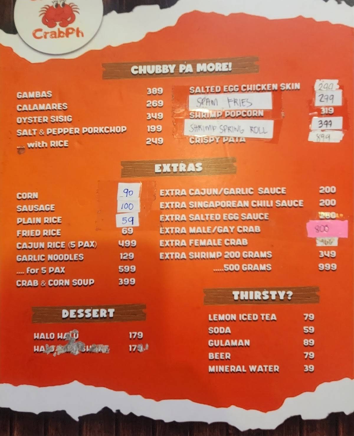 Menu at chubby crabph Makati restaurant, Makati