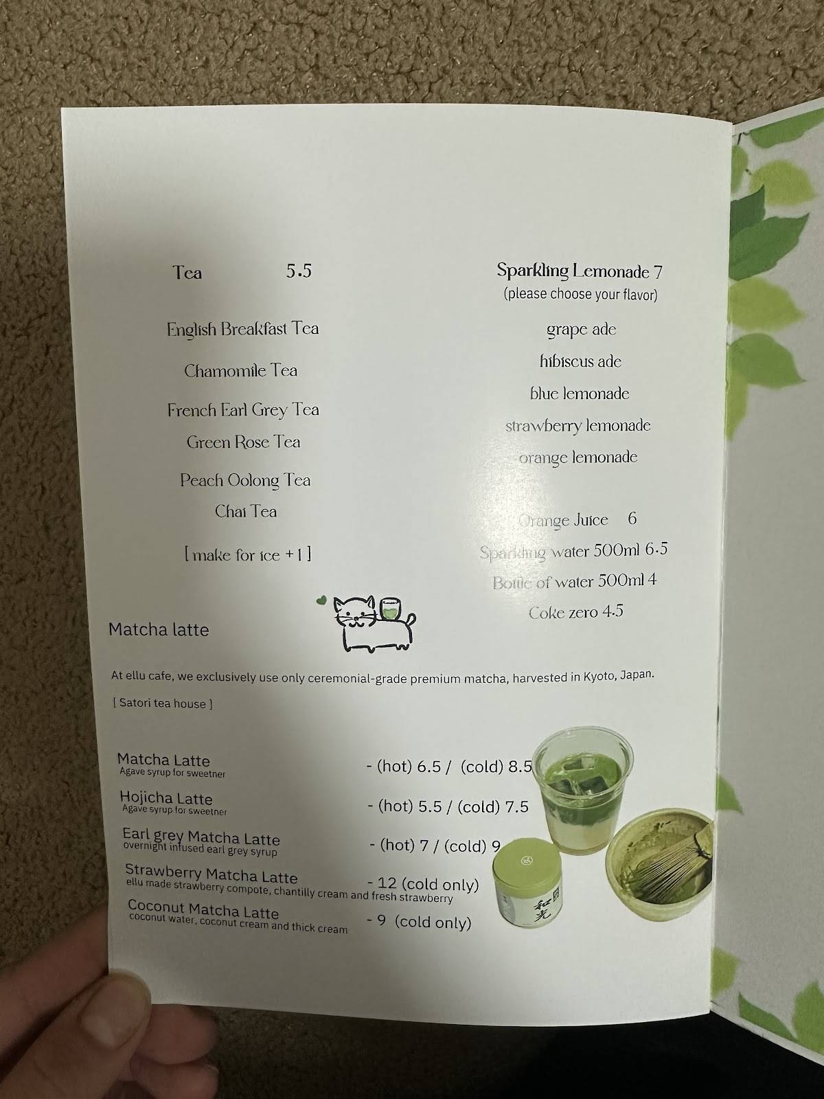 Menu at ellu cafe, Surry Hills