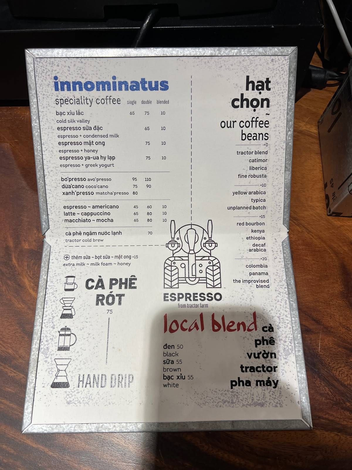 Menu at innominatus speciality coffee restaurant, Ho Chi Minh City, 42 ...