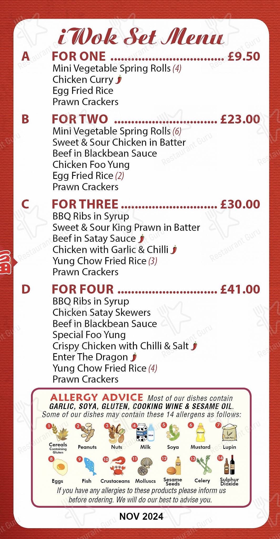 Menu at iwok fast food, Hull, 112 Lee St