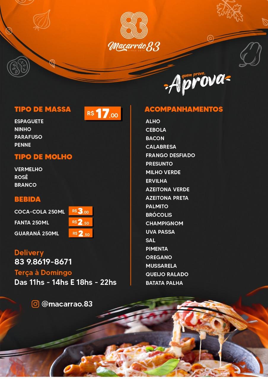 Menu em macarrão83 restaurante, Bayeux