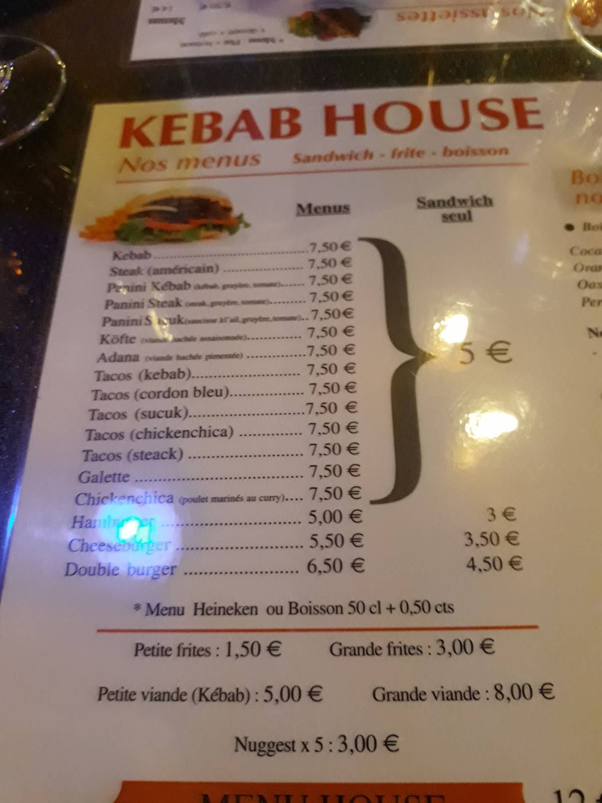 Menu au my Kebab, Châteauneuf-sur-Isère