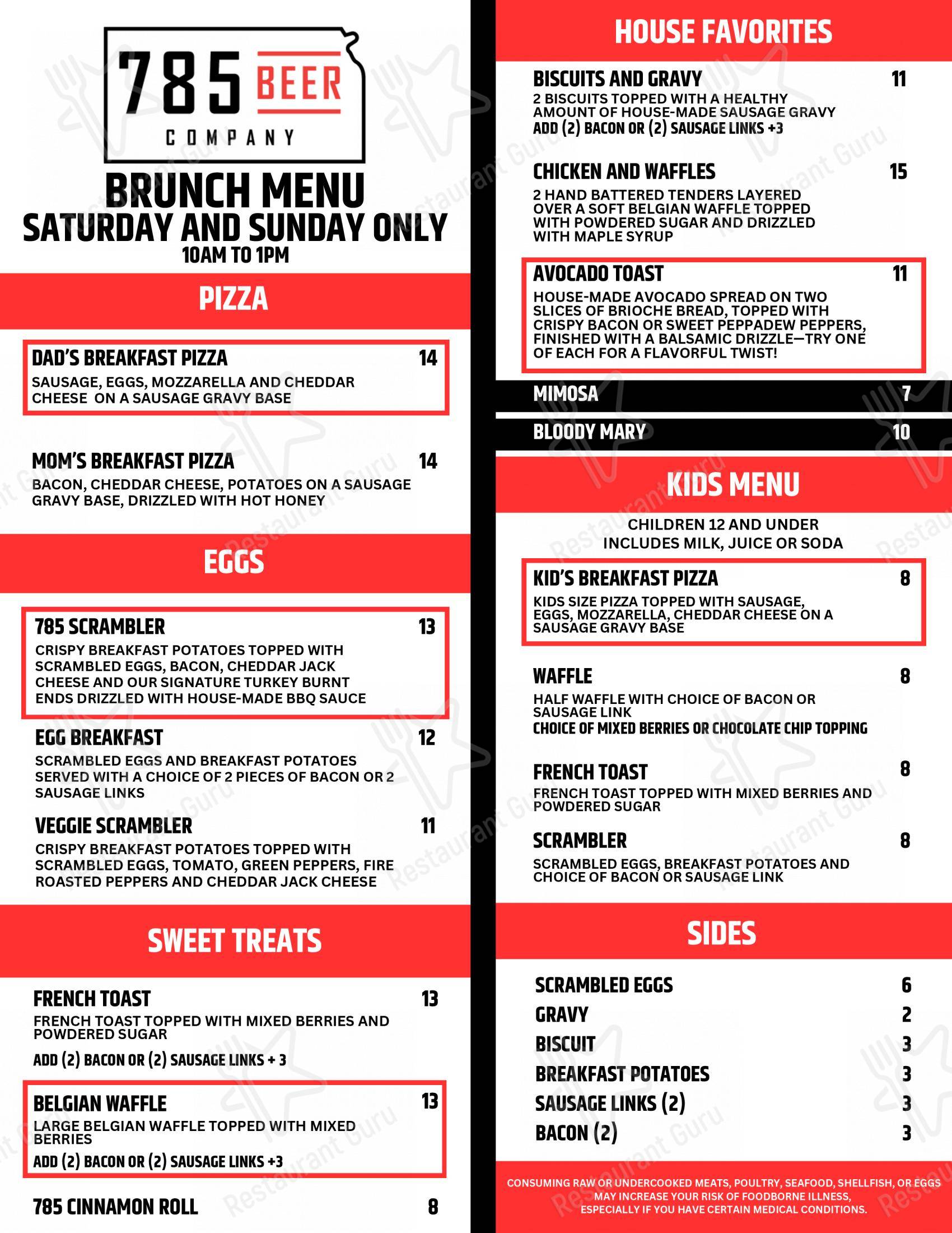 Menu at 785 Beer Company pub & bar, Topeka