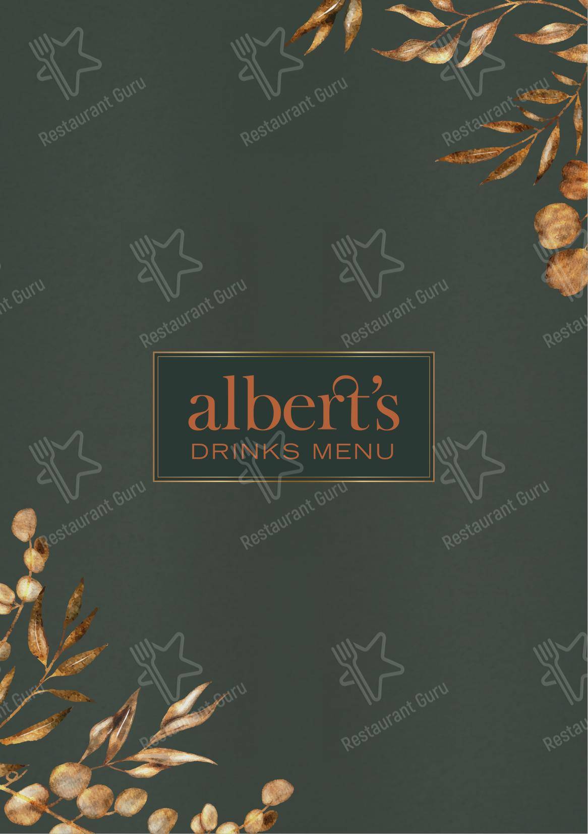 Menu at Albert's Standish restaurant, Wigan