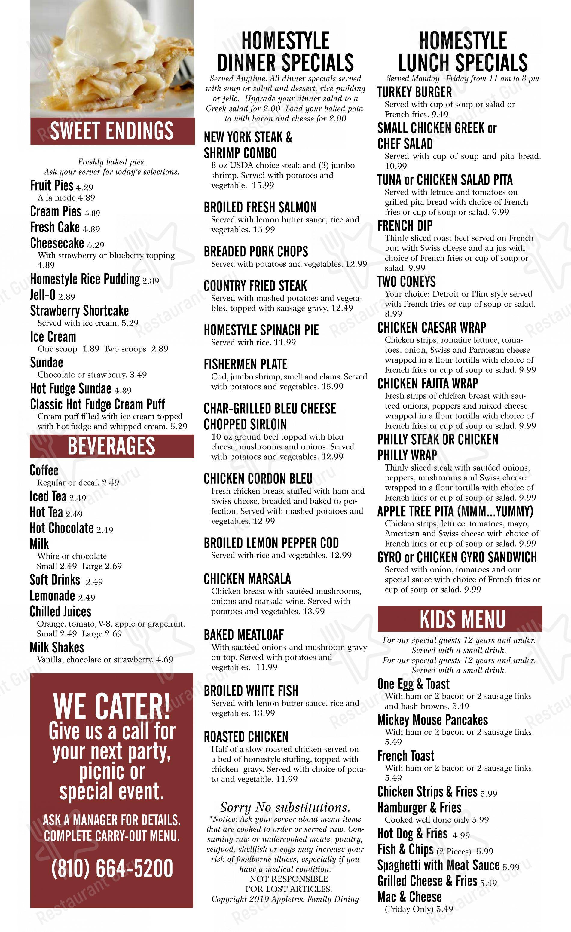 Menu at Apple Tree Family Dining restaurant, Lapeer