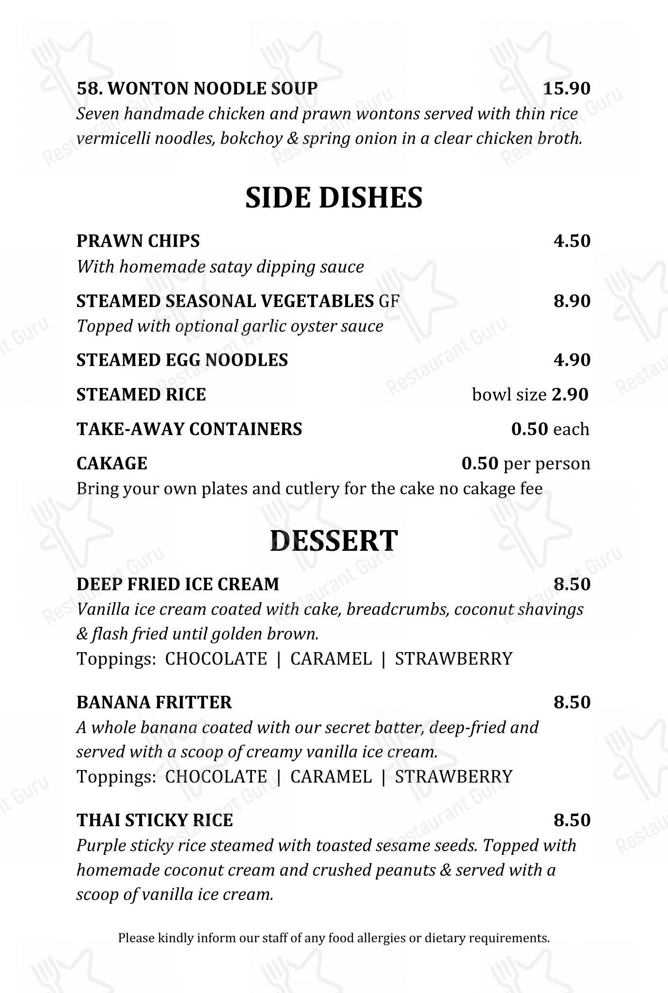 Menu at Asian Central Gawler restaurant, Gawler