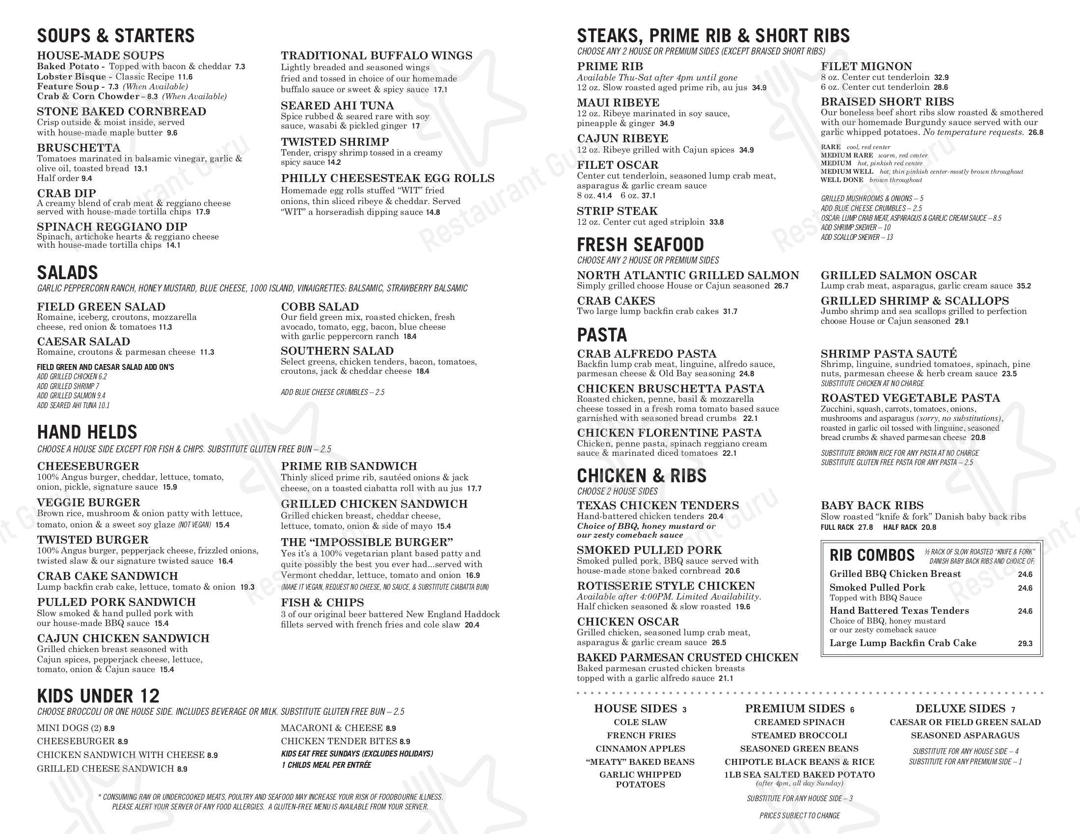 Menu at Austin's Restaurant & Bar, West Lawn