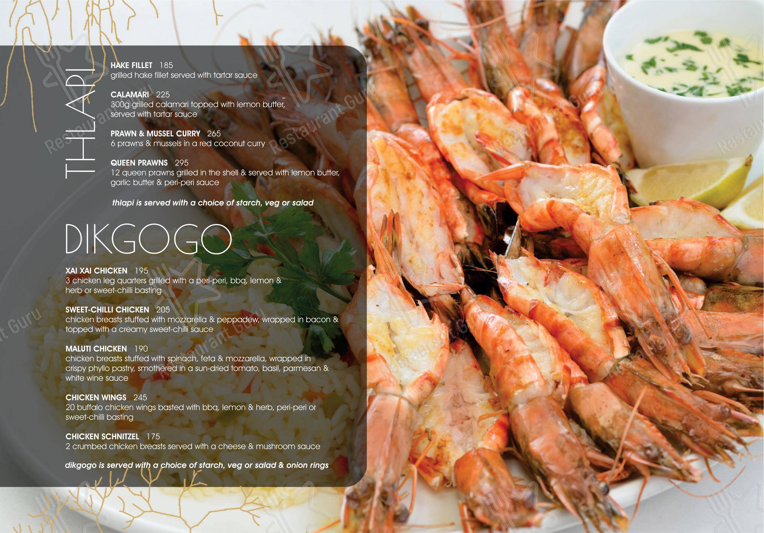 Menu at Baobab Cafe & Grill, Pretoria, Menlyn Shopping Centre