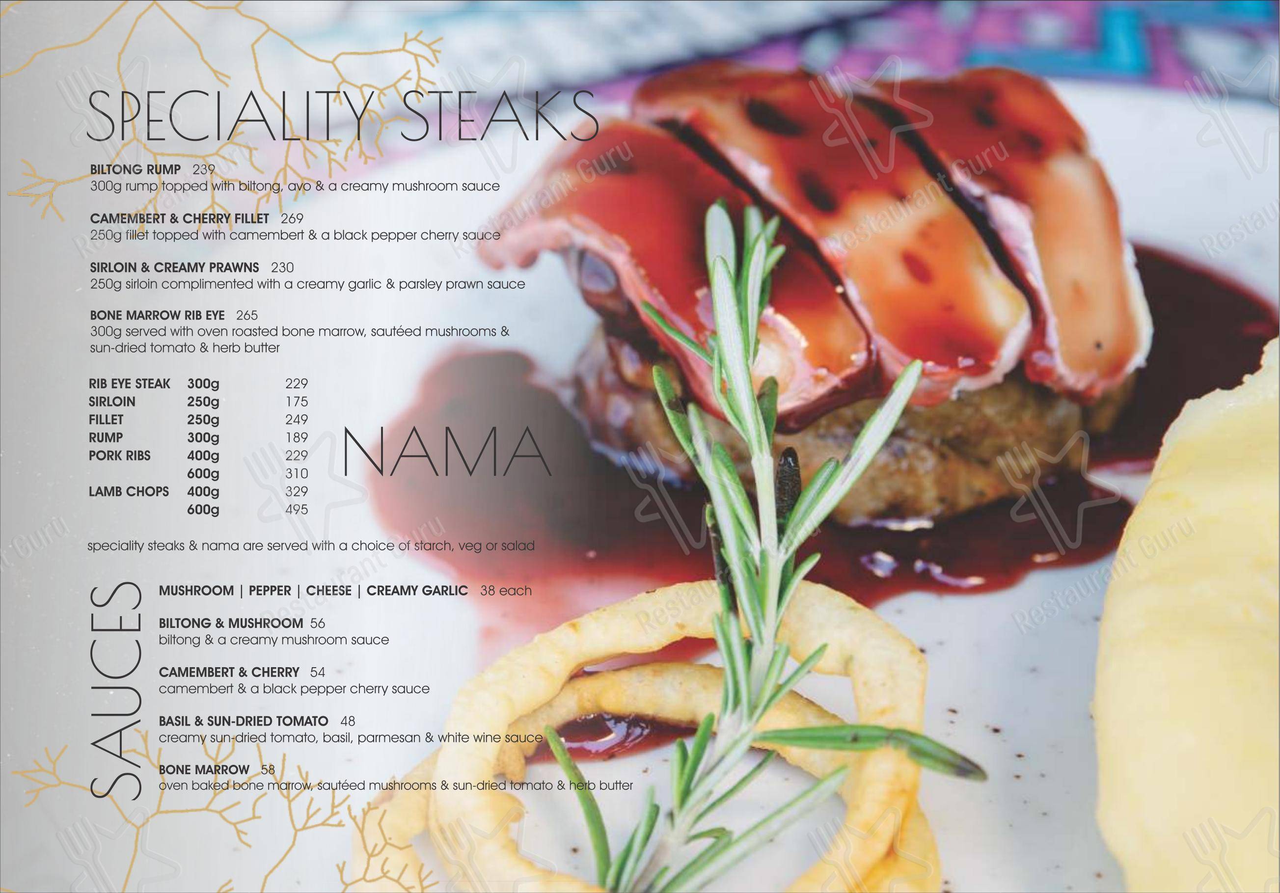 Menu at Baobab Cafe & Grill, Pretoria, Menlyn Shopping Centre