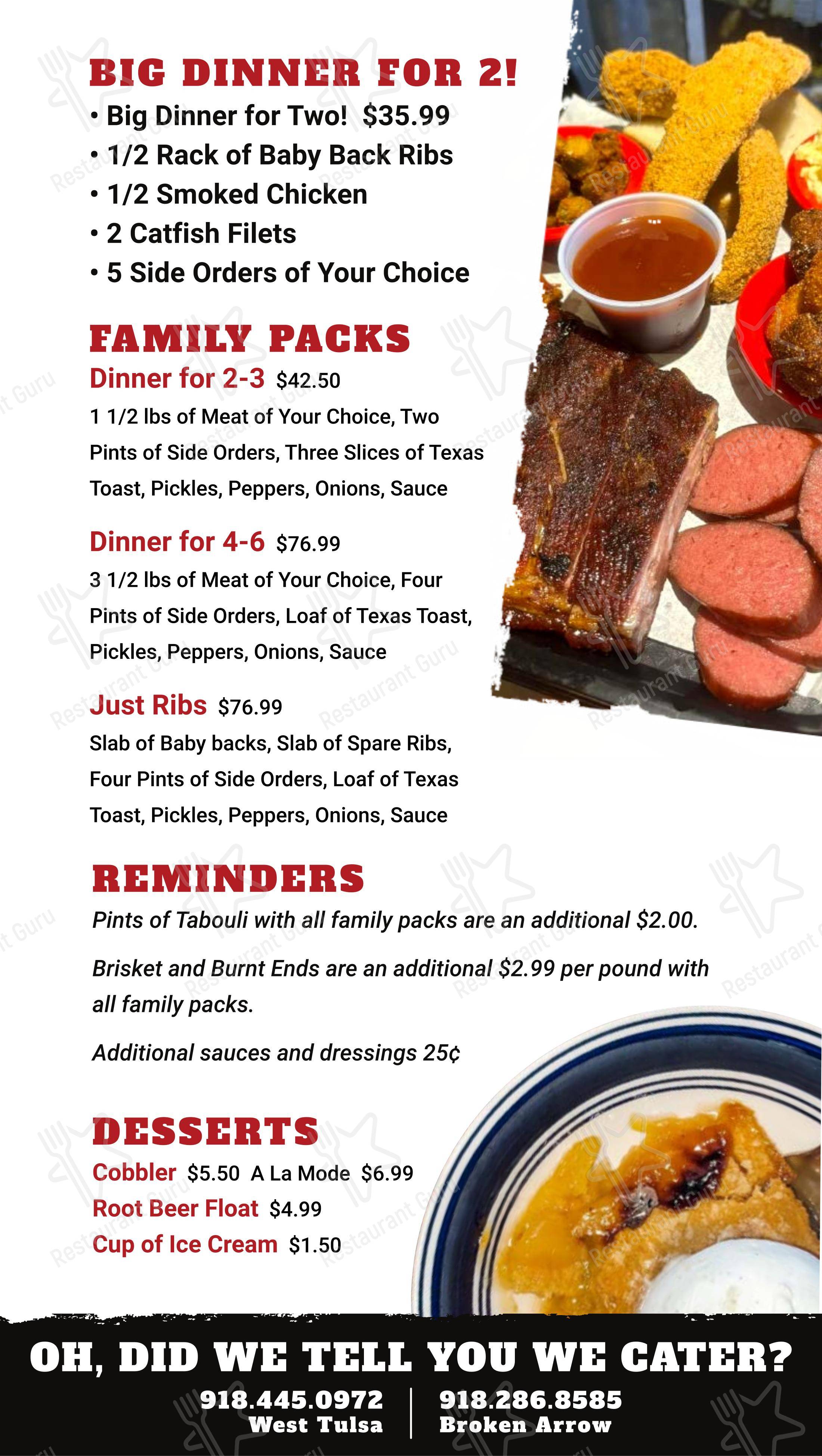Menu at Billy Ray's Catfish & BBQ - Tulsa, Tulsa, Southwest Blvd