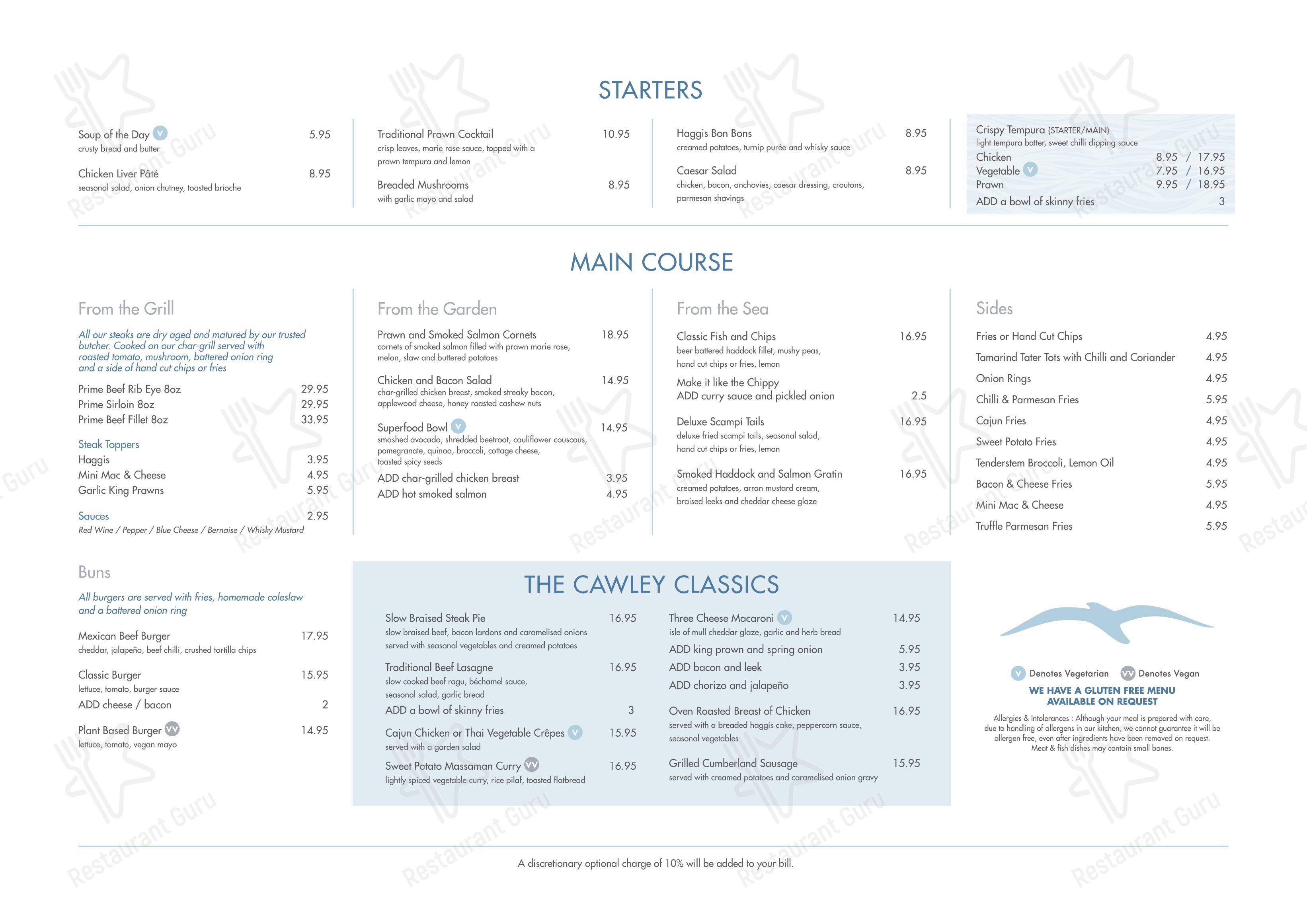 Menu at Sea-Salt restaurant, Falkirk