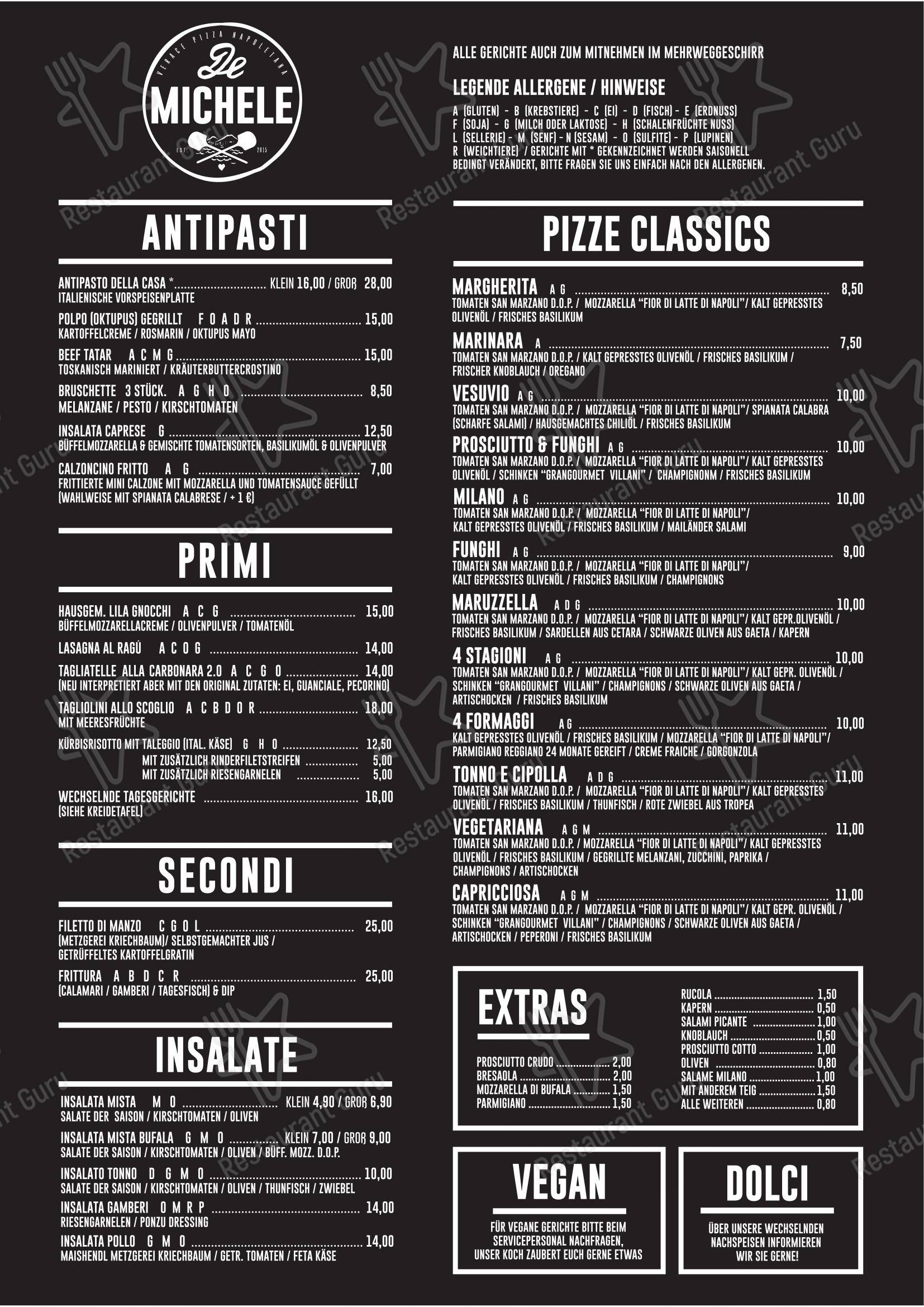 Menu at De Michele - Verace Pizza Napoletana, Vöcklabruck