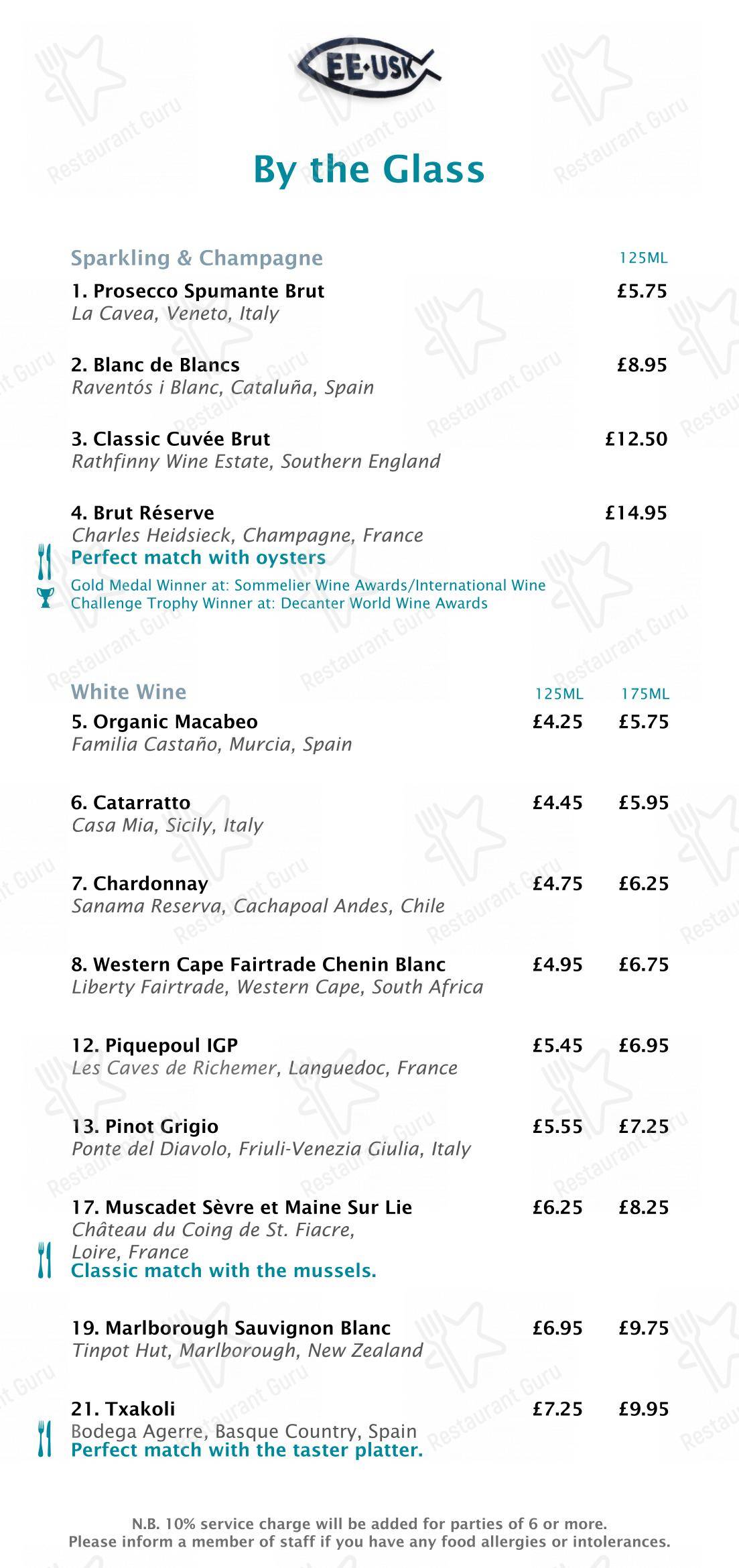 Menu at EE-USK restaurant, Oban