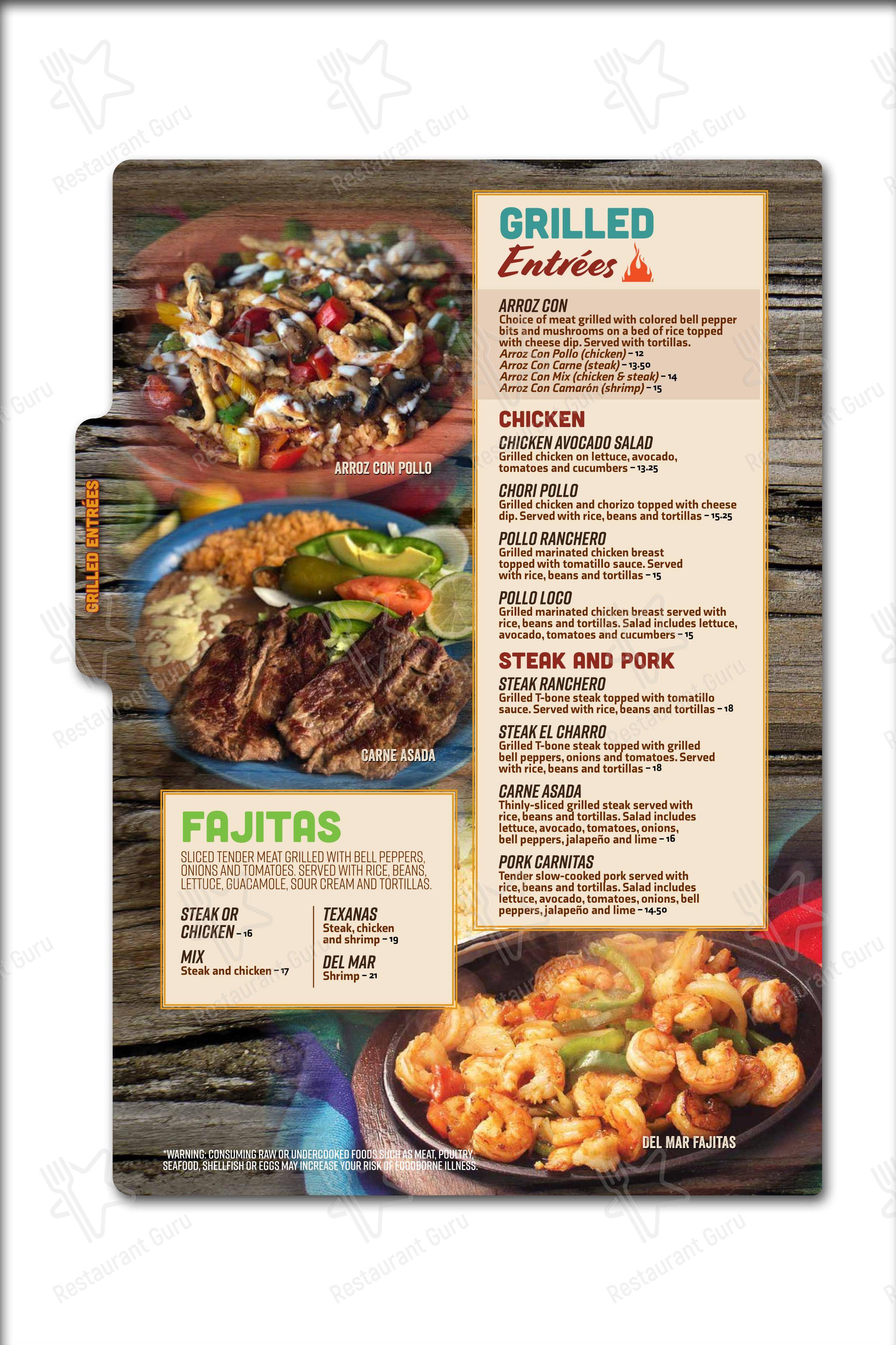 Menu at El Charro Mexican Restaurant, King George