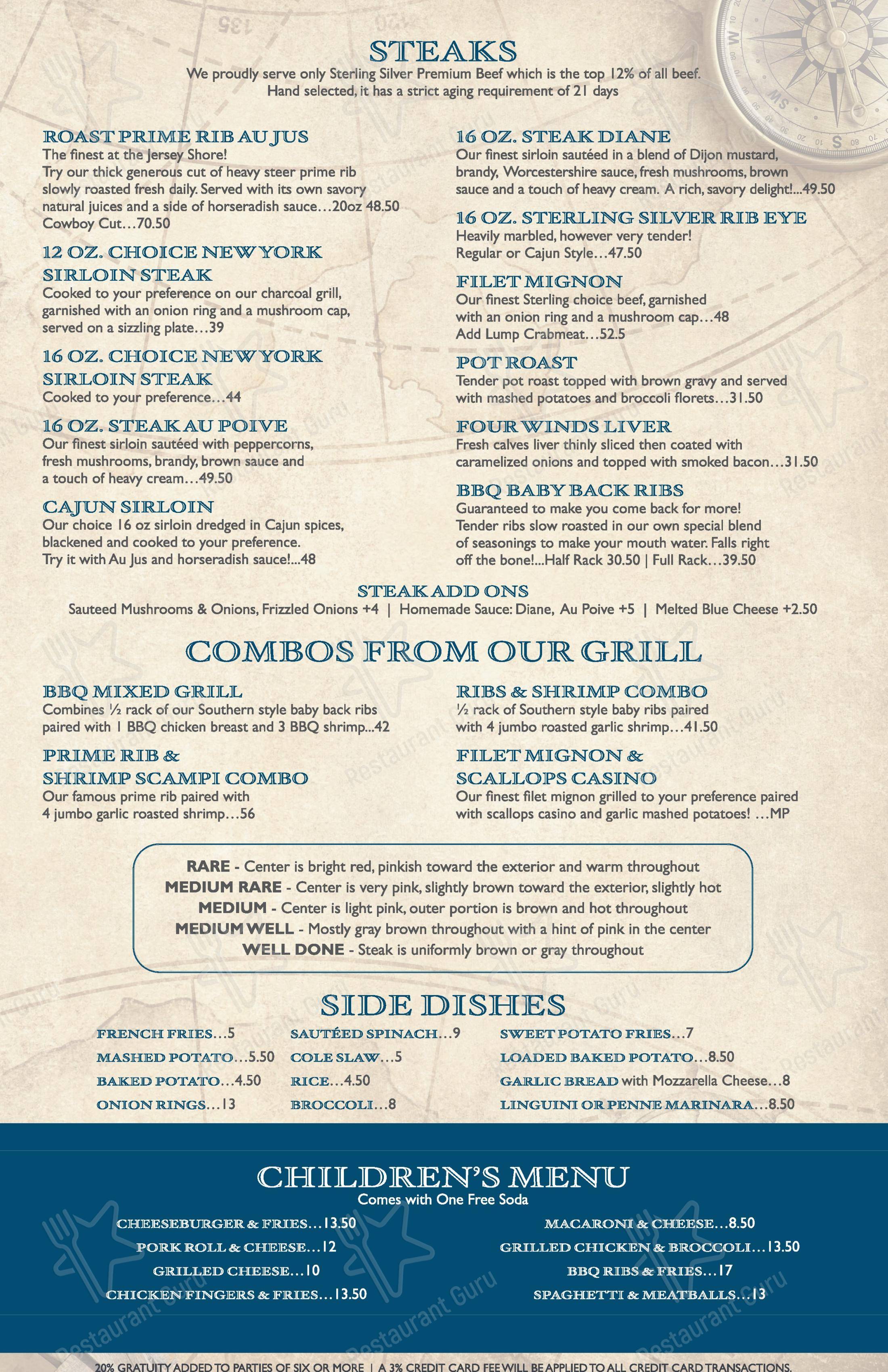 Menu at Four Winds Restaurant, Manasquan