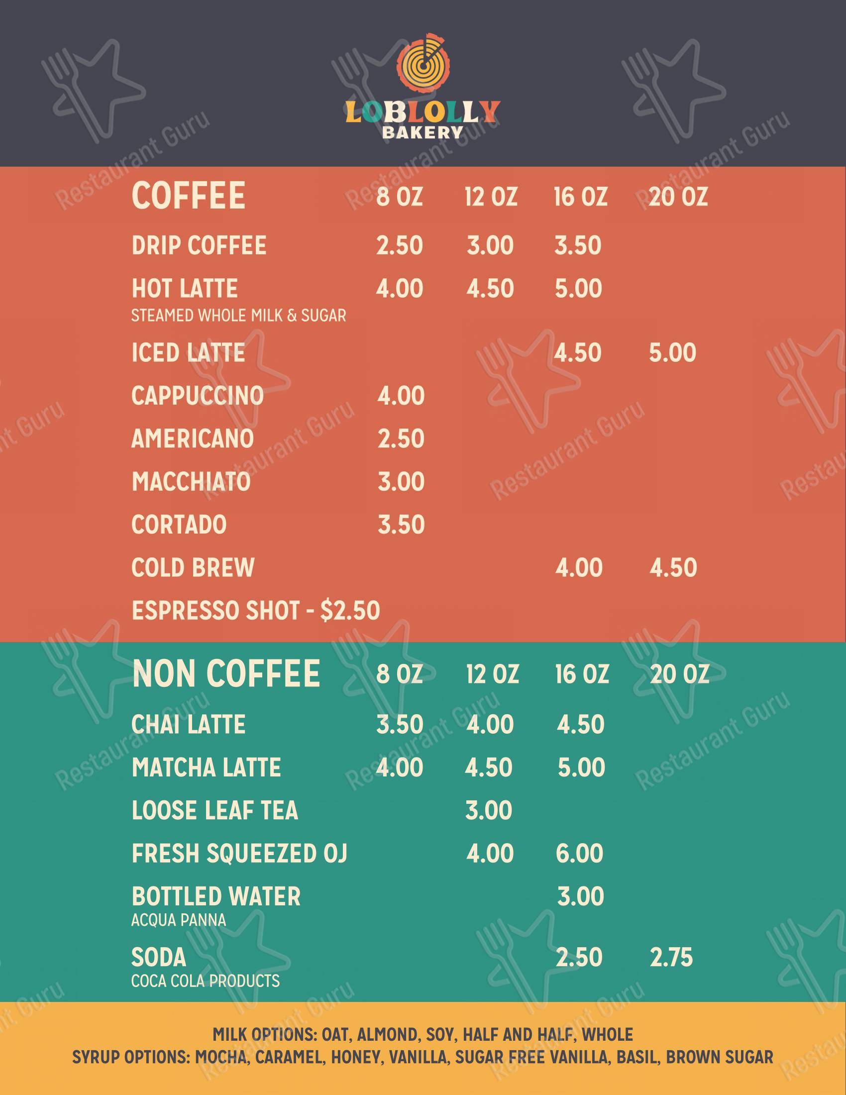 Menu at Loblolly Bakery, Hattiesburg