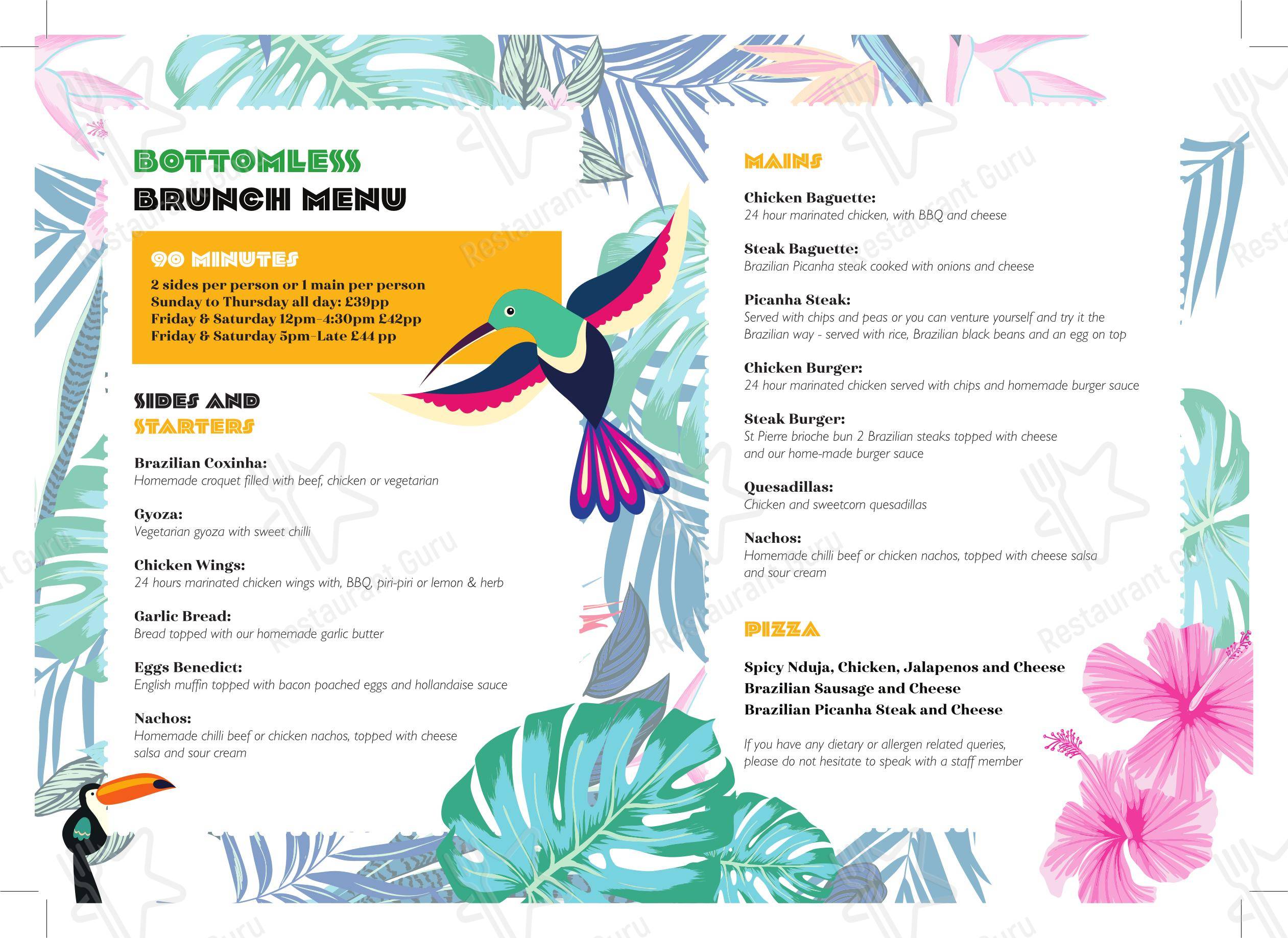 Menu at Lost in Rio Restaurant & Cocktail Bar, Plymouth