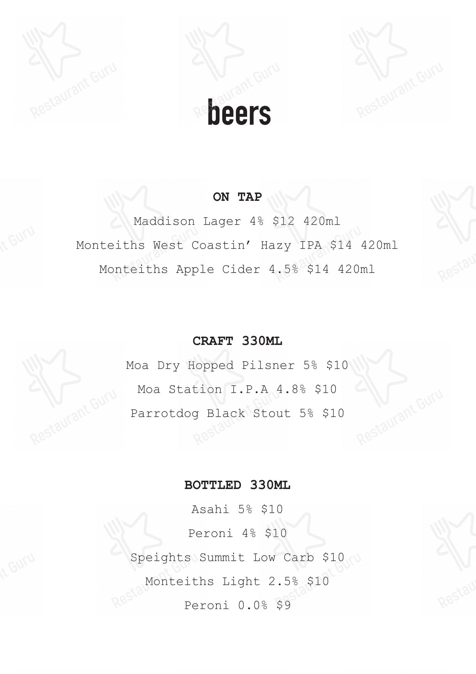Menu at Maddison Eatery restaurant, Rolleston