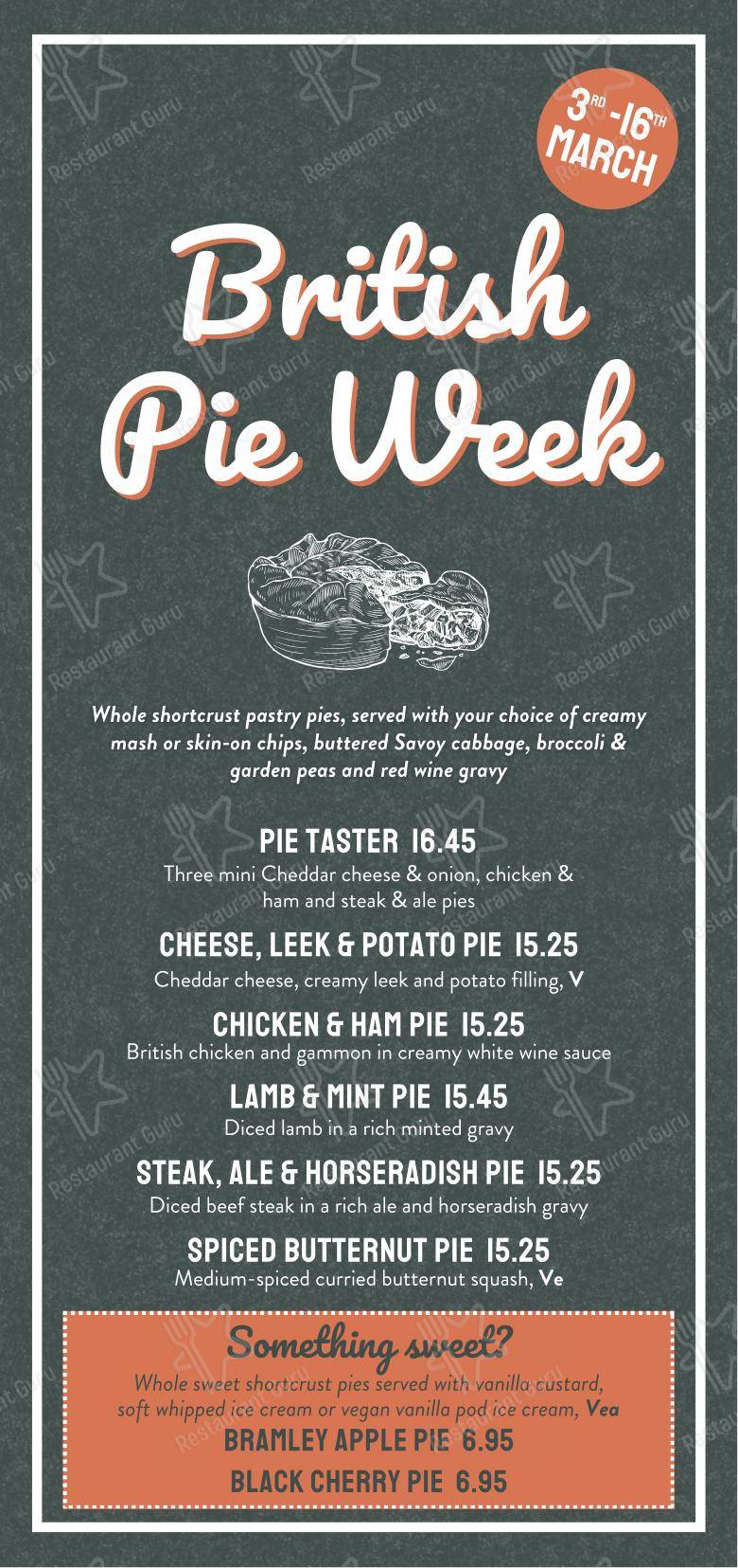 Menu at Prince George pub & bar, Milton Keynes