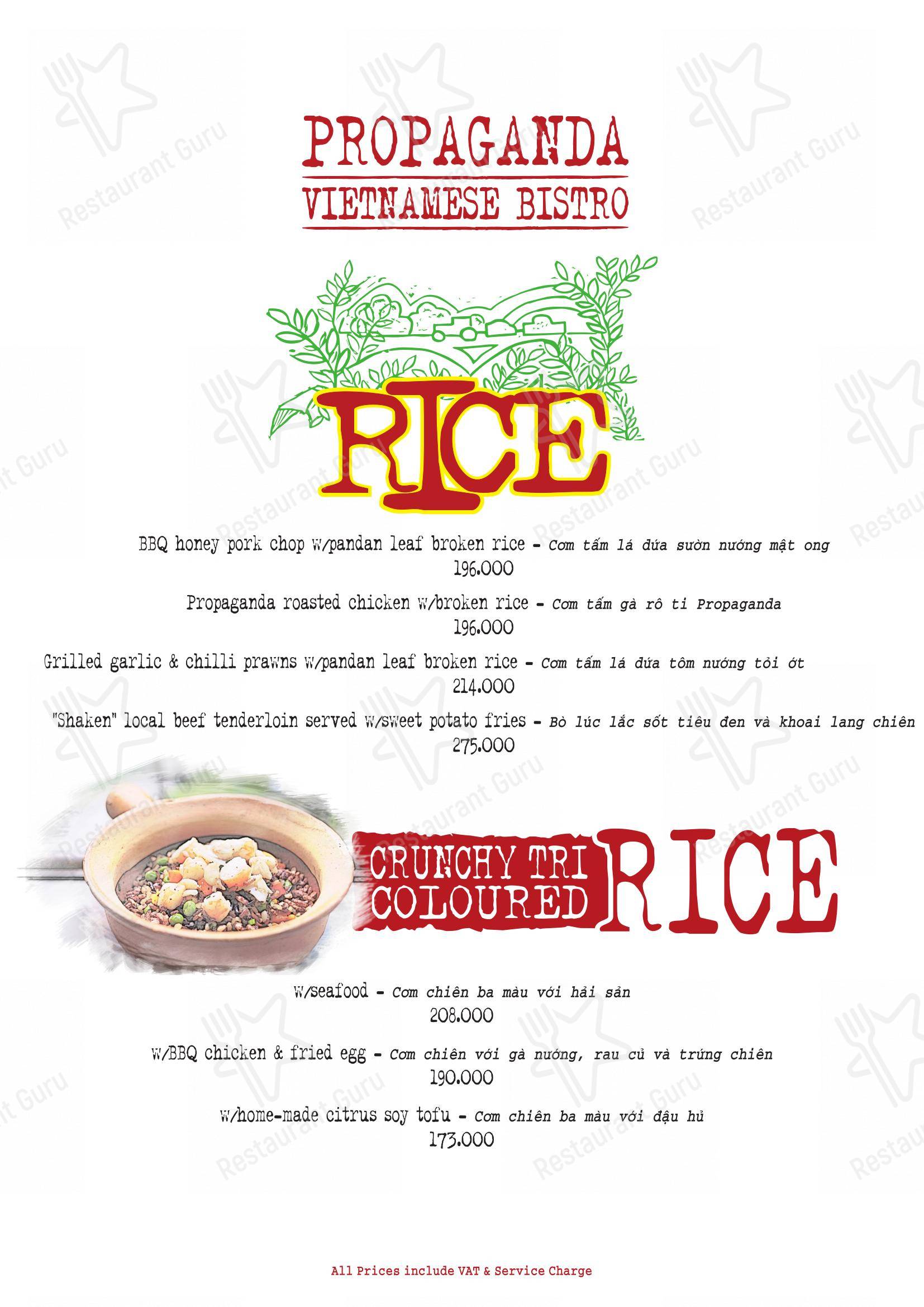 Menu at Propaganda Vietnamese Bistro restaurant, Ho Chi Minh City