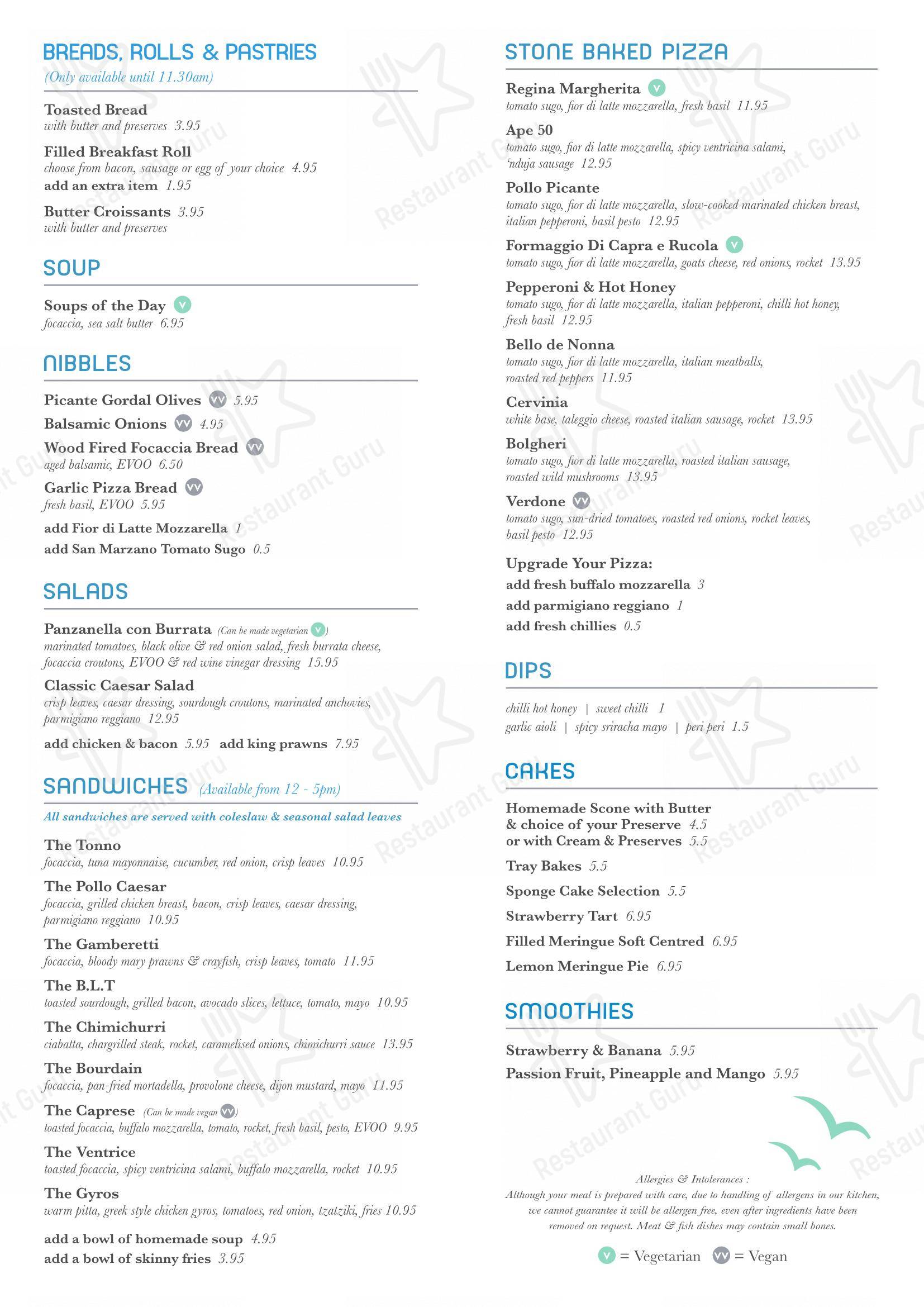 Menu at Sea-Salt restaurant, Falkirk