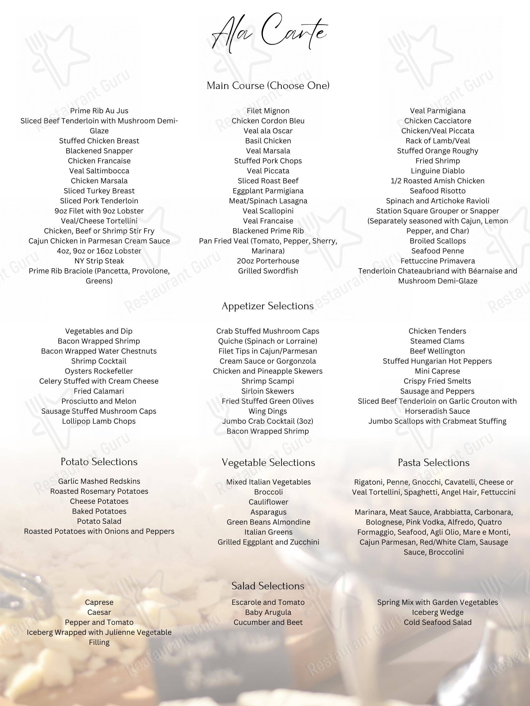 Menu at Station Square restaurant, Youngstown, Belmont Ave
